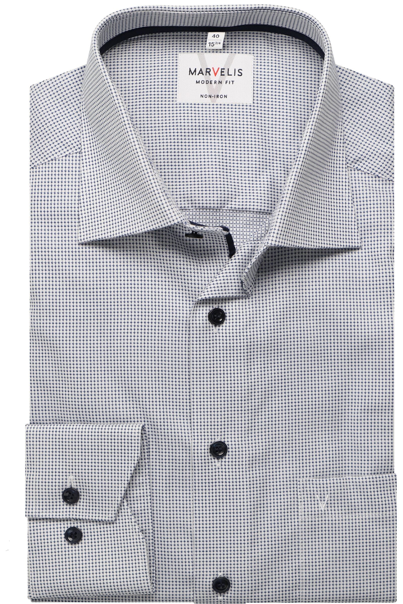 Marvelis Modern Fit shirt marine, faux-uni | Hemden.de