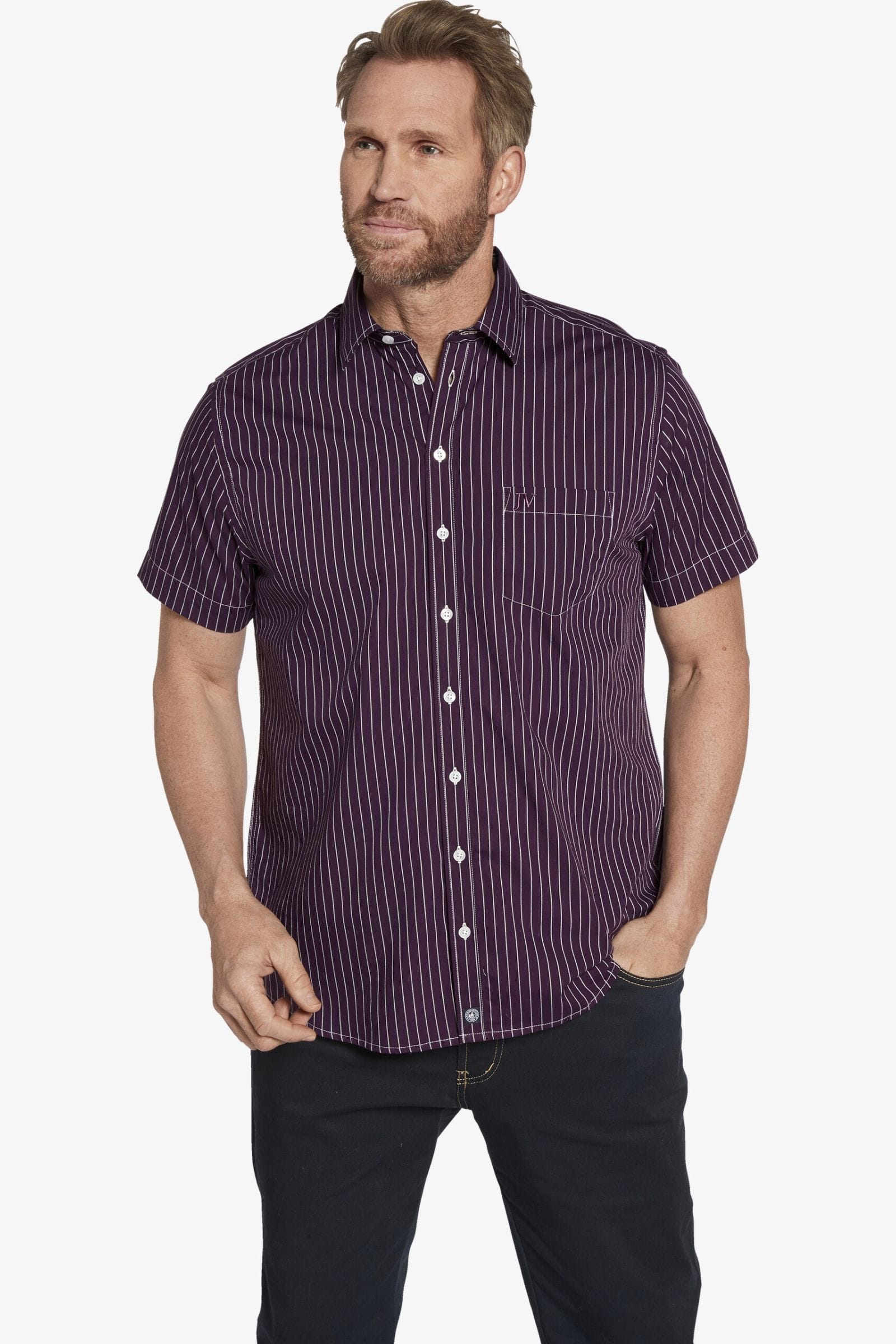 Jan Vanderstorm Comfort Fit Perttu shirt dark purple, Striped | Hemden.de