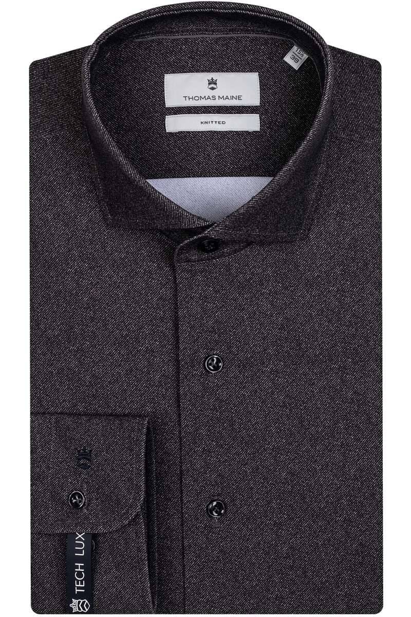 Thomas Maine Tailored Fit jersey shirt black, One Colour | Hemden.de