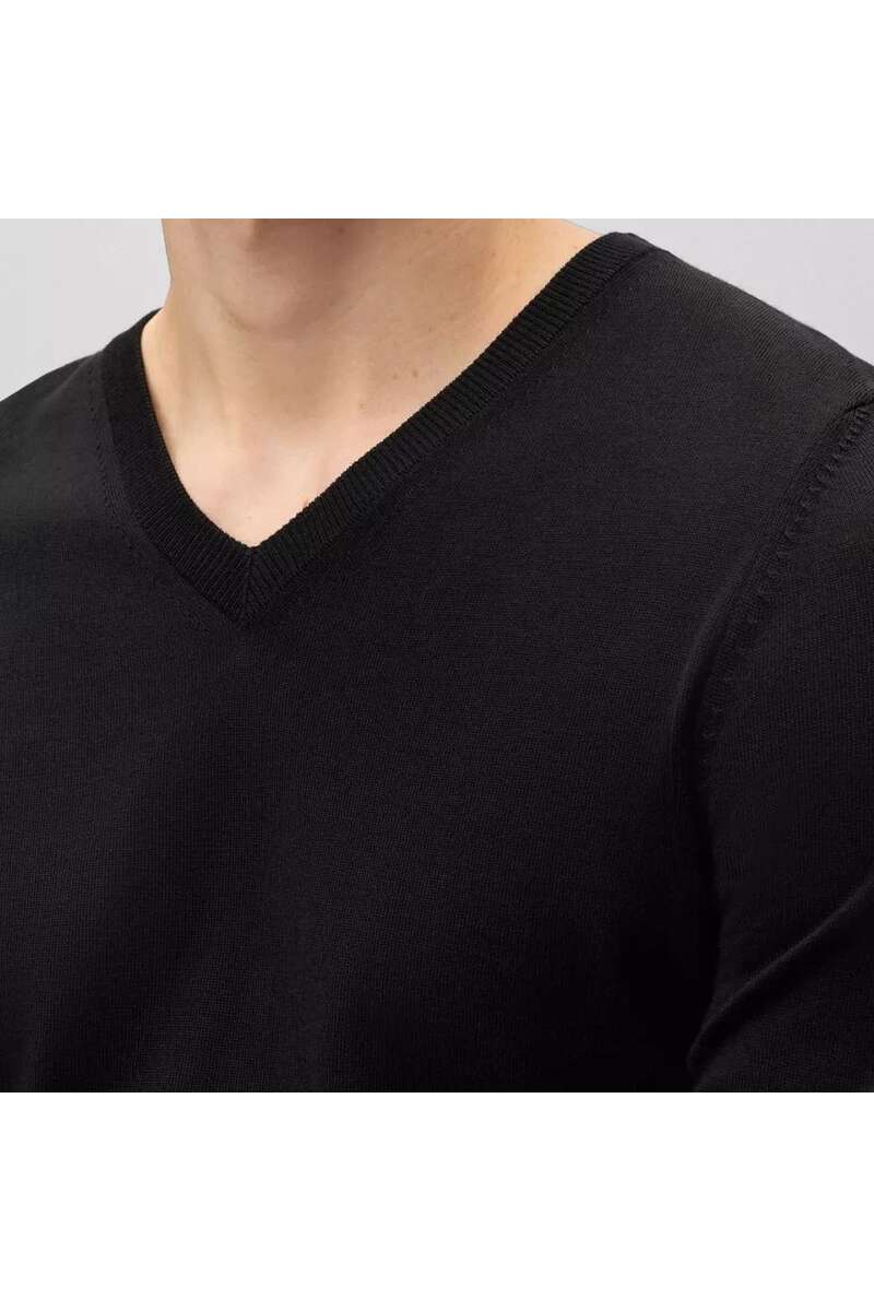 BOSS Slim Fit Trui V-hals zwart, Effen | Overhemden.com