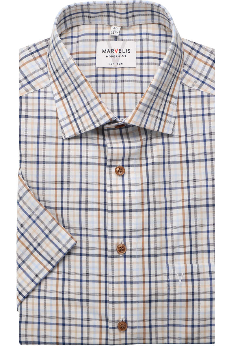 Marvelis Modern Fit shirt beige, Chequered | Businesshemden.com