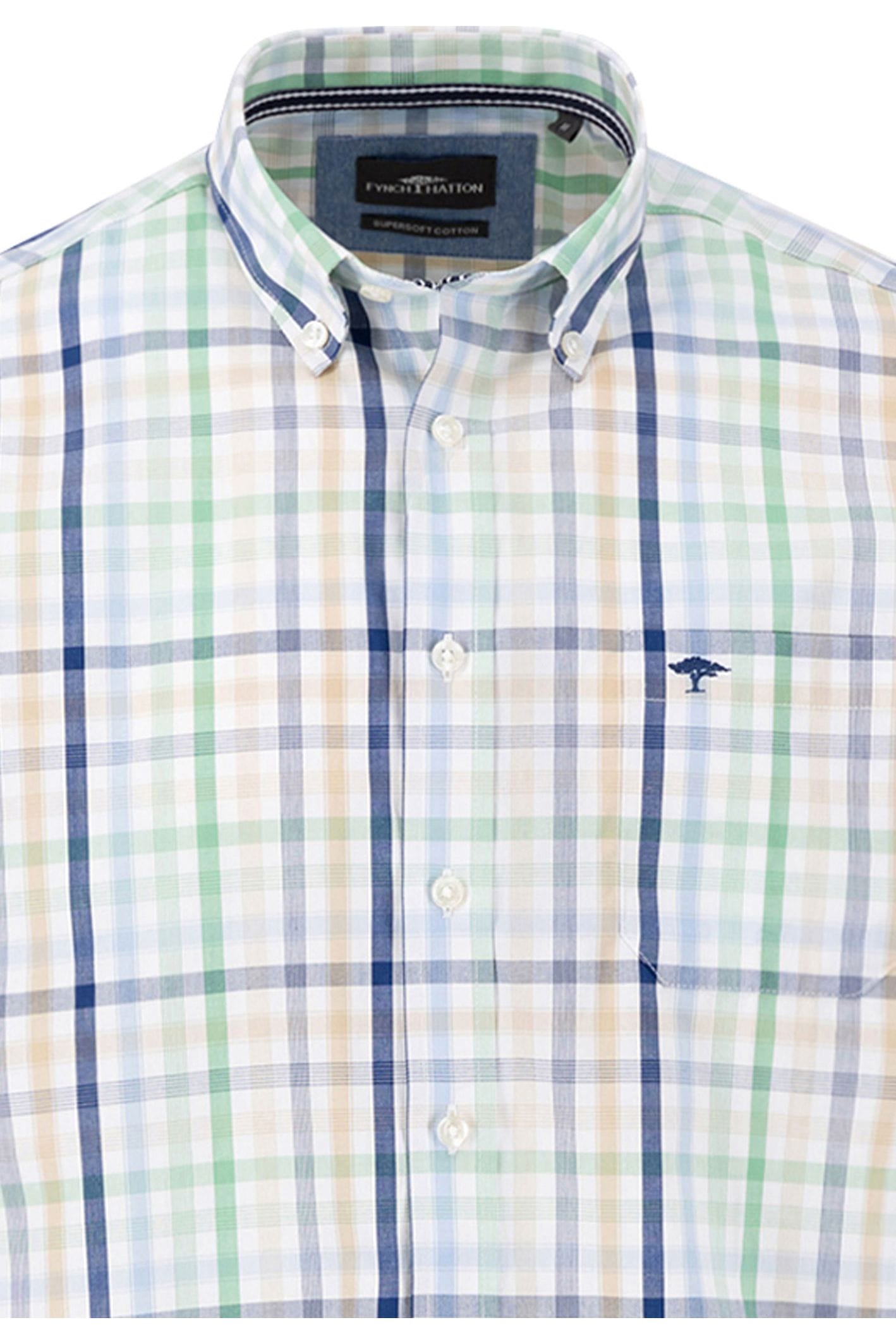 Fynch-Hatton Casual Fit Leinenhemd Turf Green, Kariert | Businesshemden.com