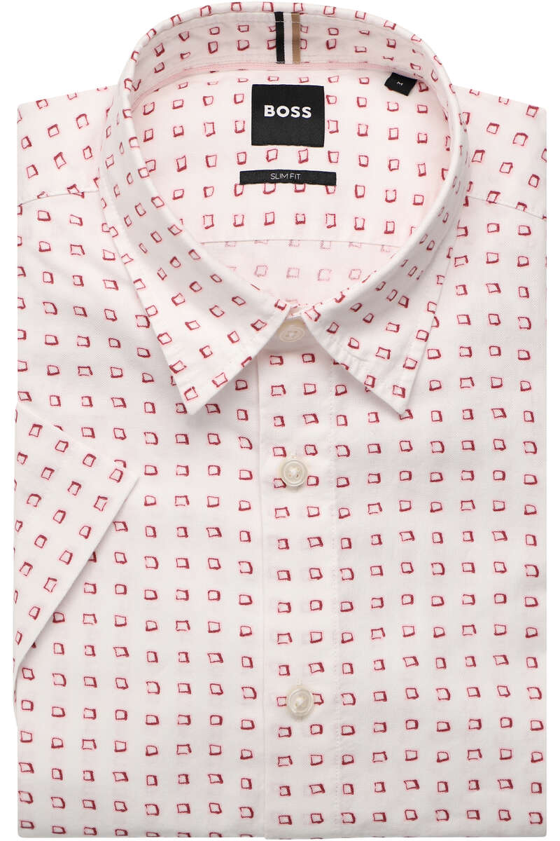 BOSS Slim Fit shirt ecru, Patterned | Hemden.de
