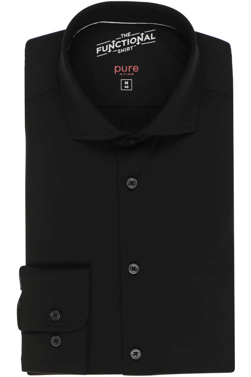 Pure Functional Slim Fit jersey shirt black, One Colour | Hemden.de