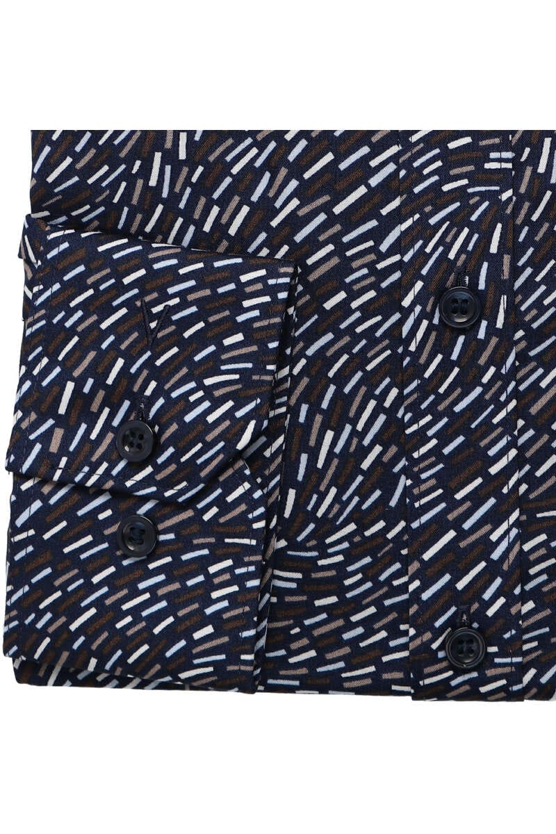 Marvelis Body Fit shirt blue/brown, Patterned | Businesshemden.com