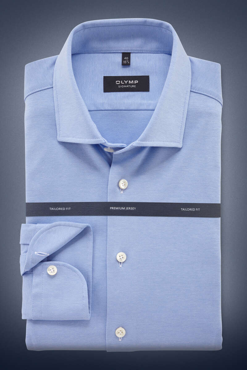 OLYMP SIGNATURE Tailored Fit jersey shirt bleu, One Colour | Hemden.de