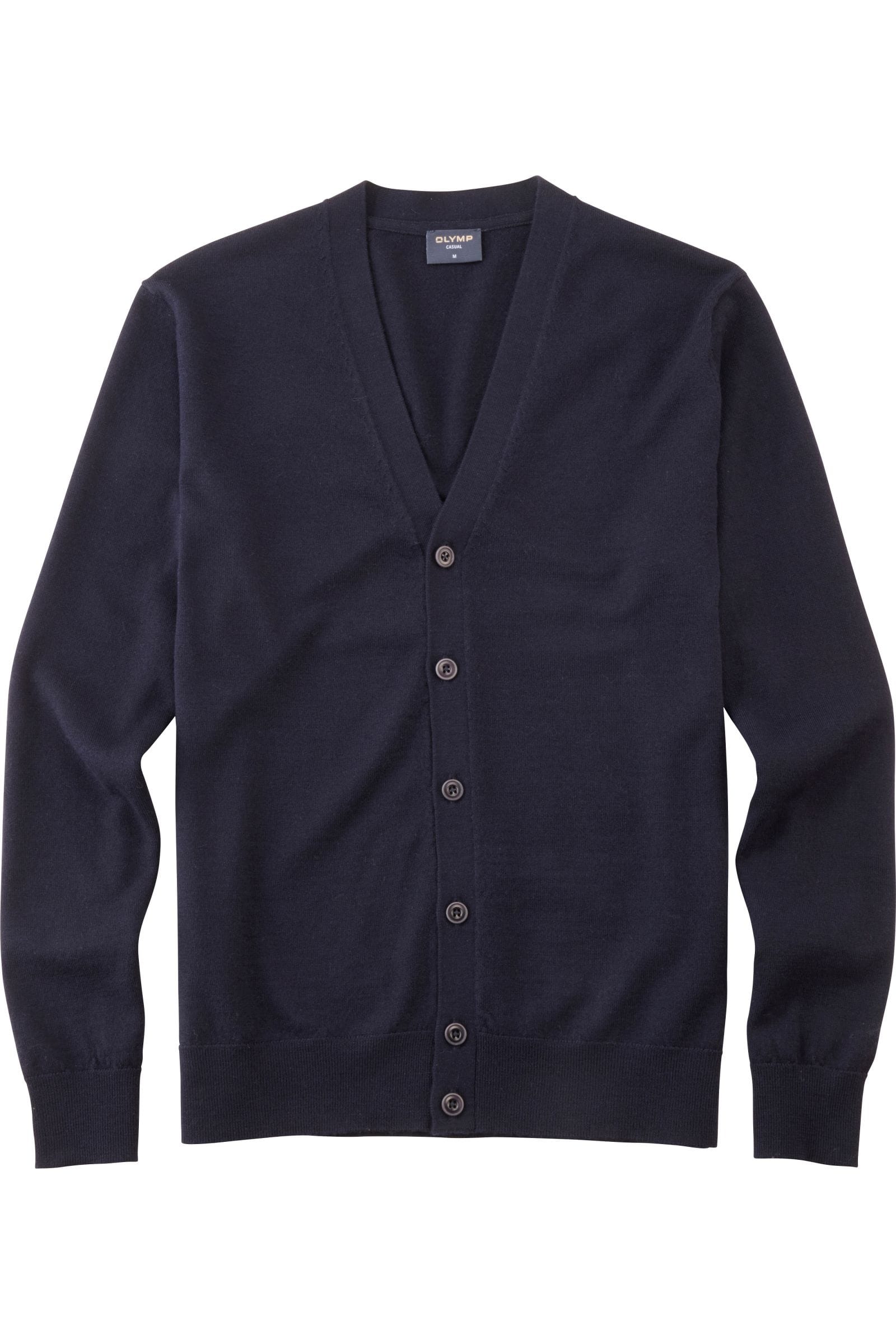 OLYMP Casual Regular Fit Strickjacke Knopfleiste marine, Einfarbig | Hemden.de
