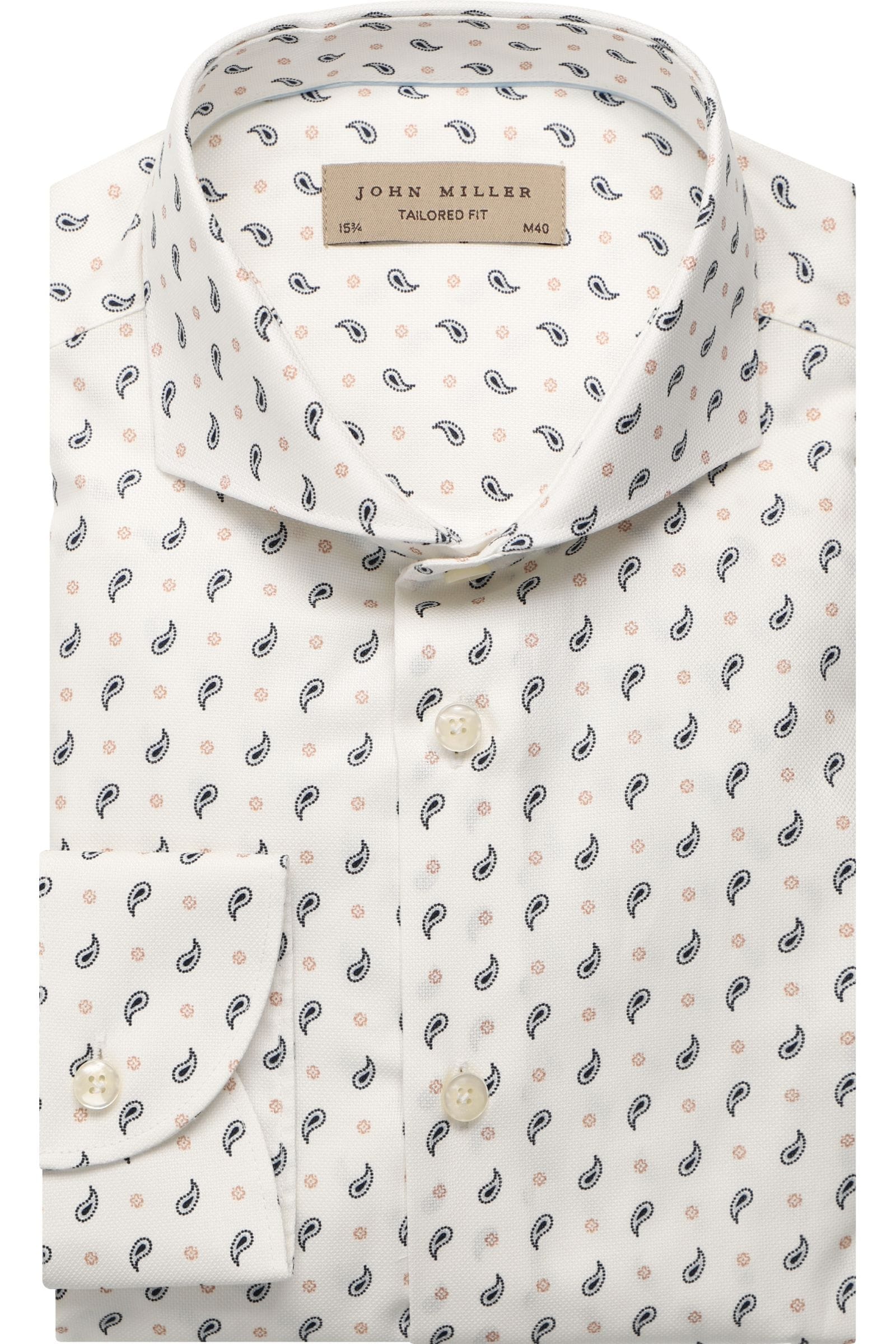 John Miller Tailored Fit Leinenhemd weiss, Gemustert | Hemden.de