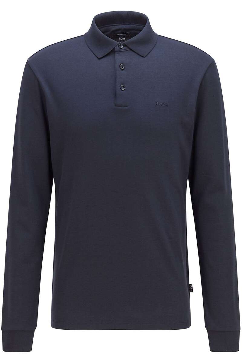 BOSS Regular Fit longsleeve polo shirt dark blue, One Colour ...
