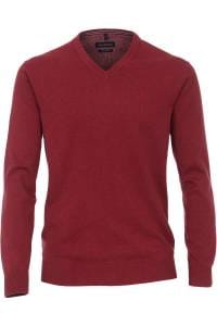Casa Moda Casual Regular Fit Trui V-hals pruim, Effen | Overhemden.com