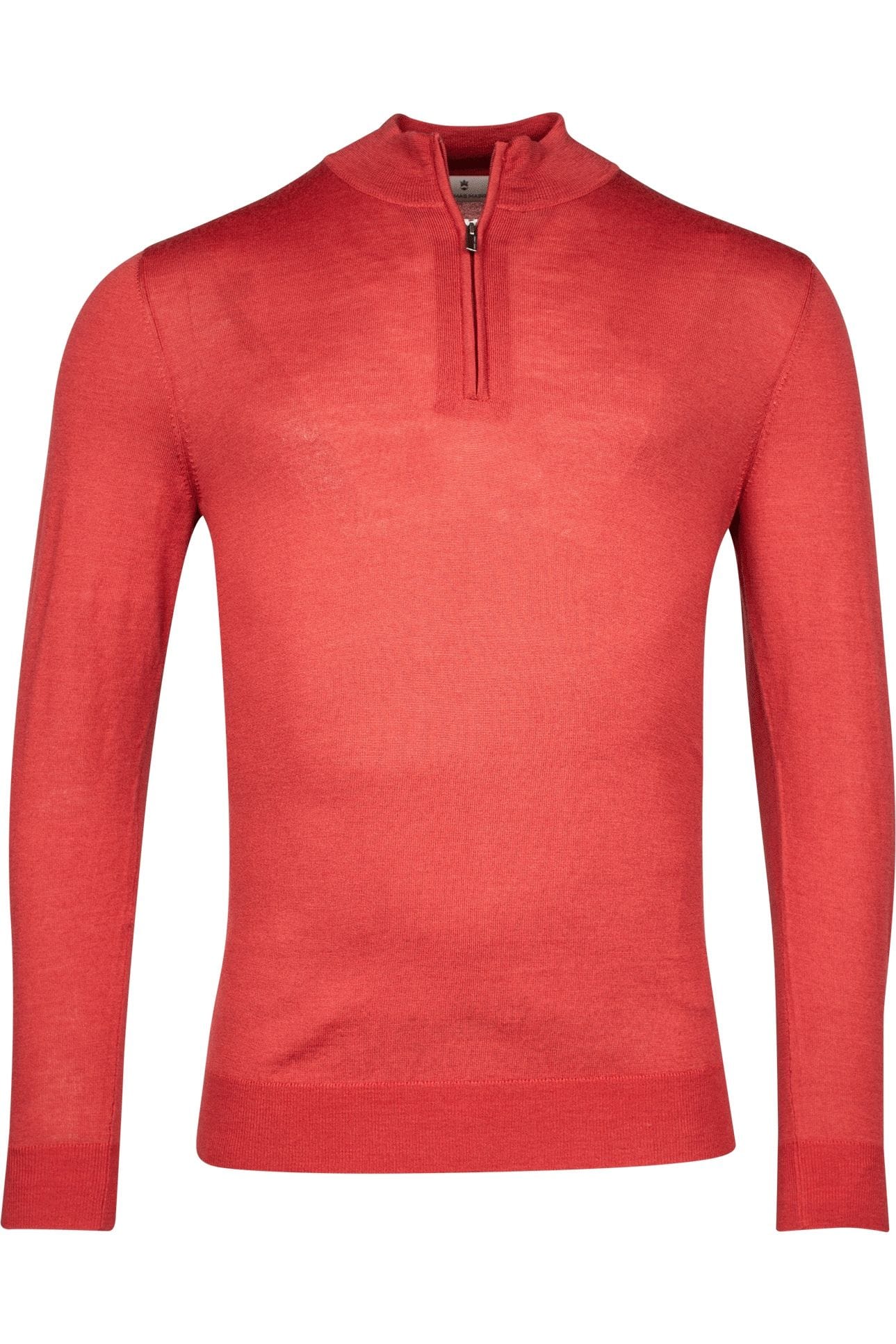 Thomas Maine Modern Fit Pullover Zip rot, Einfarbig | Hemden.ch