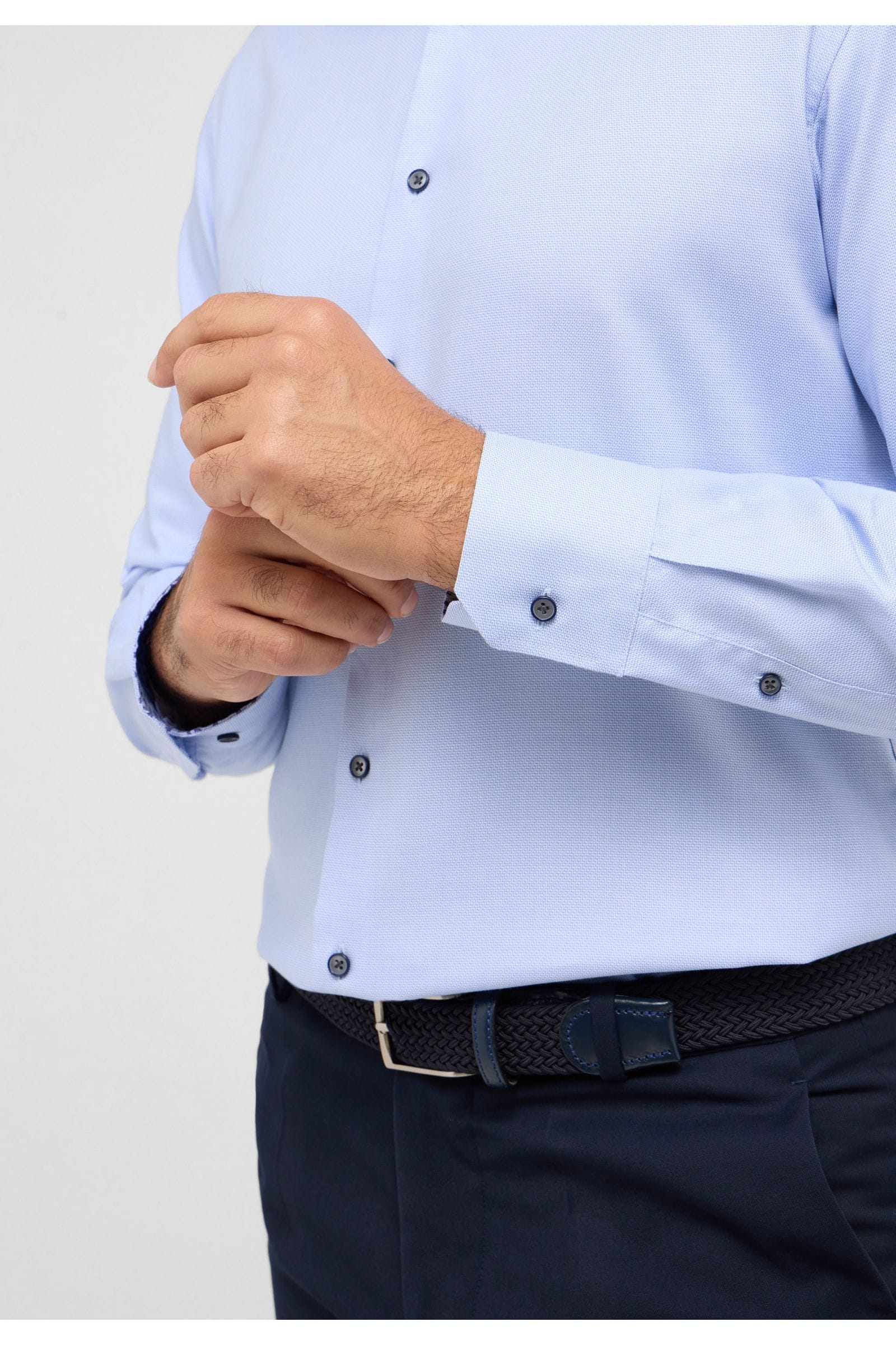 ETERNA Modern Fit Hemd mittelblau, Strukturiert (super langer Arm ...