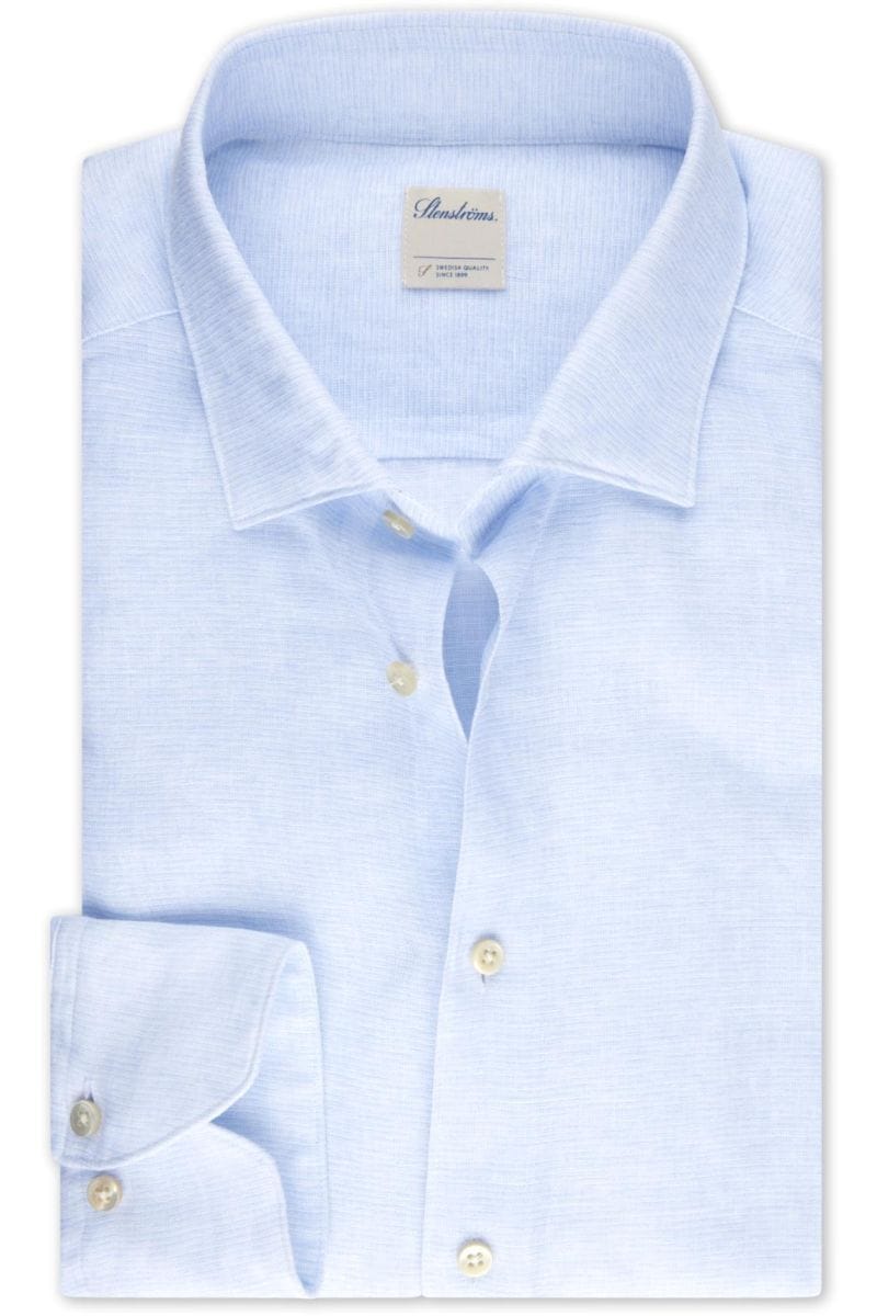Stenströms Fitted Body linen shirt bright blue, One Colour ...