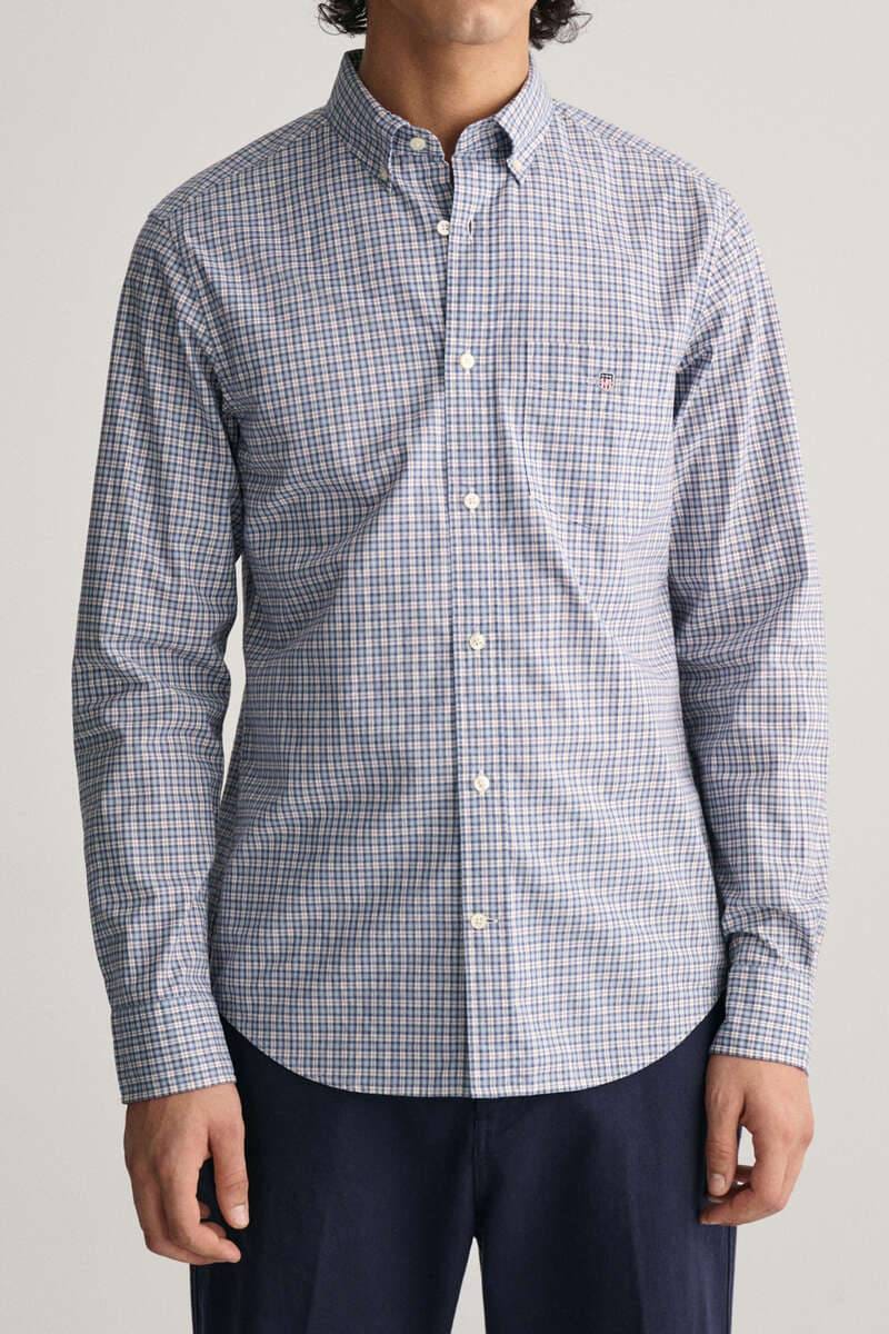 GANT Regular Fit Chemise Dove Blue, A carreaux | Overhemden.com FR-BE