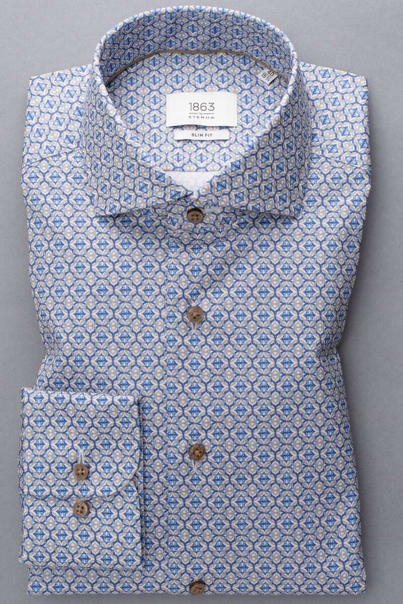 Hochwertiges ETERNA 1863 Slim Fit Hemd in der Farbe blau, Bedruckt. Der ...