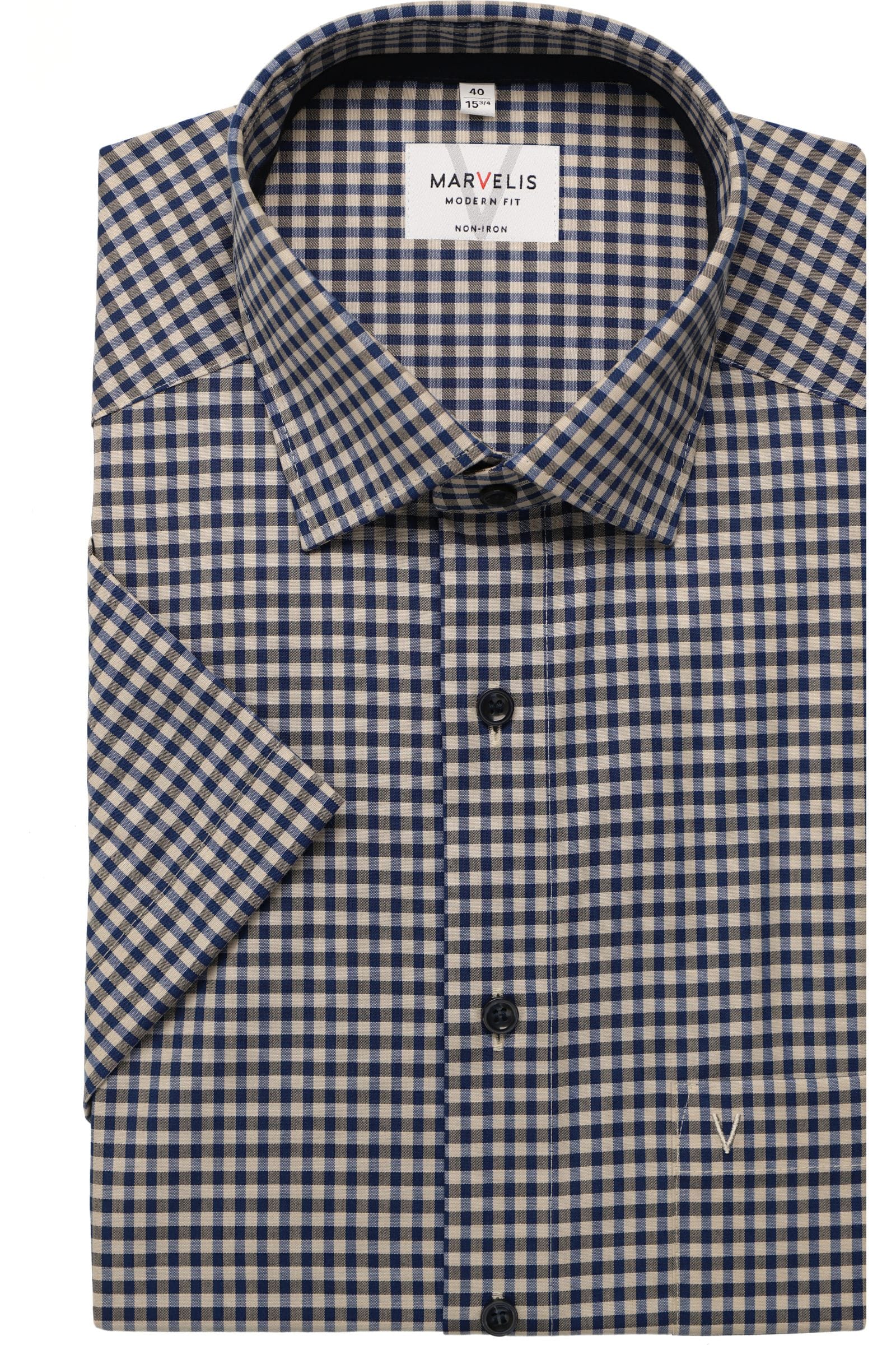Marvelis Modern Fit shirt nature, Chequered | Businesshemden.com