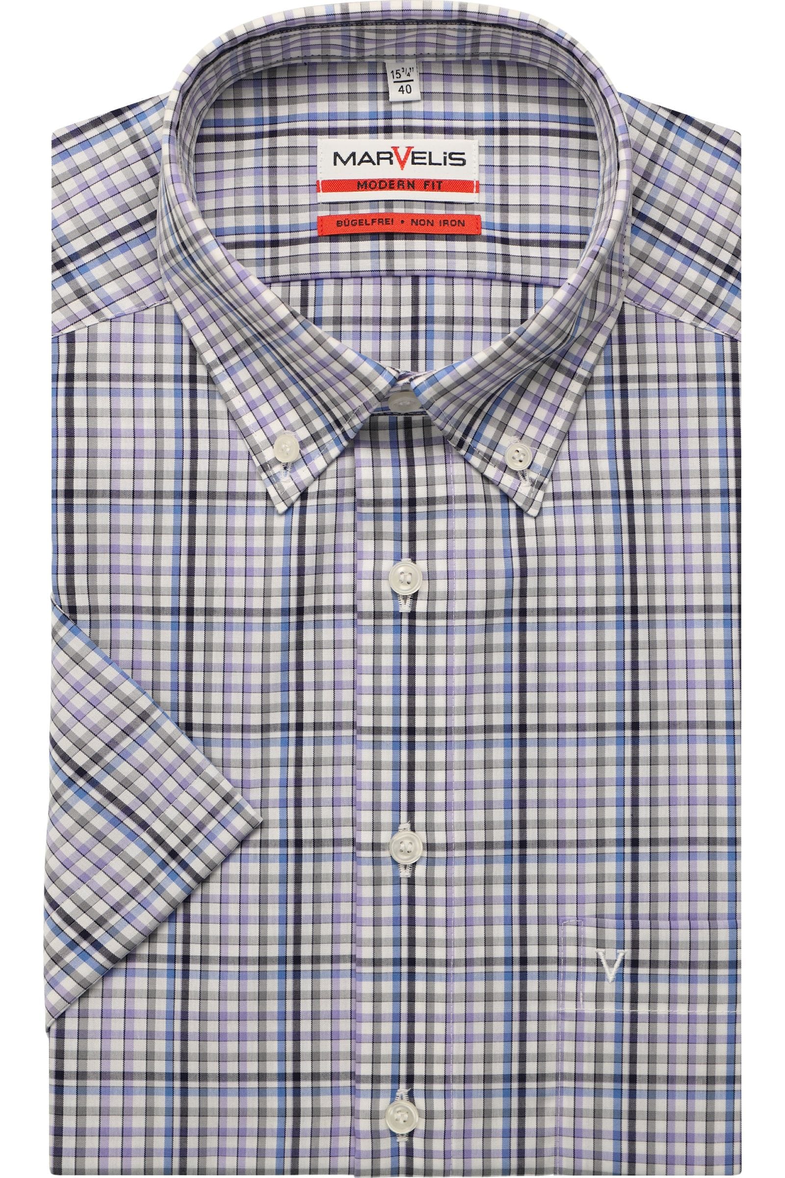 Marvelis Modern Fit shirt blue/purple, Chequered | Businesshemden.com