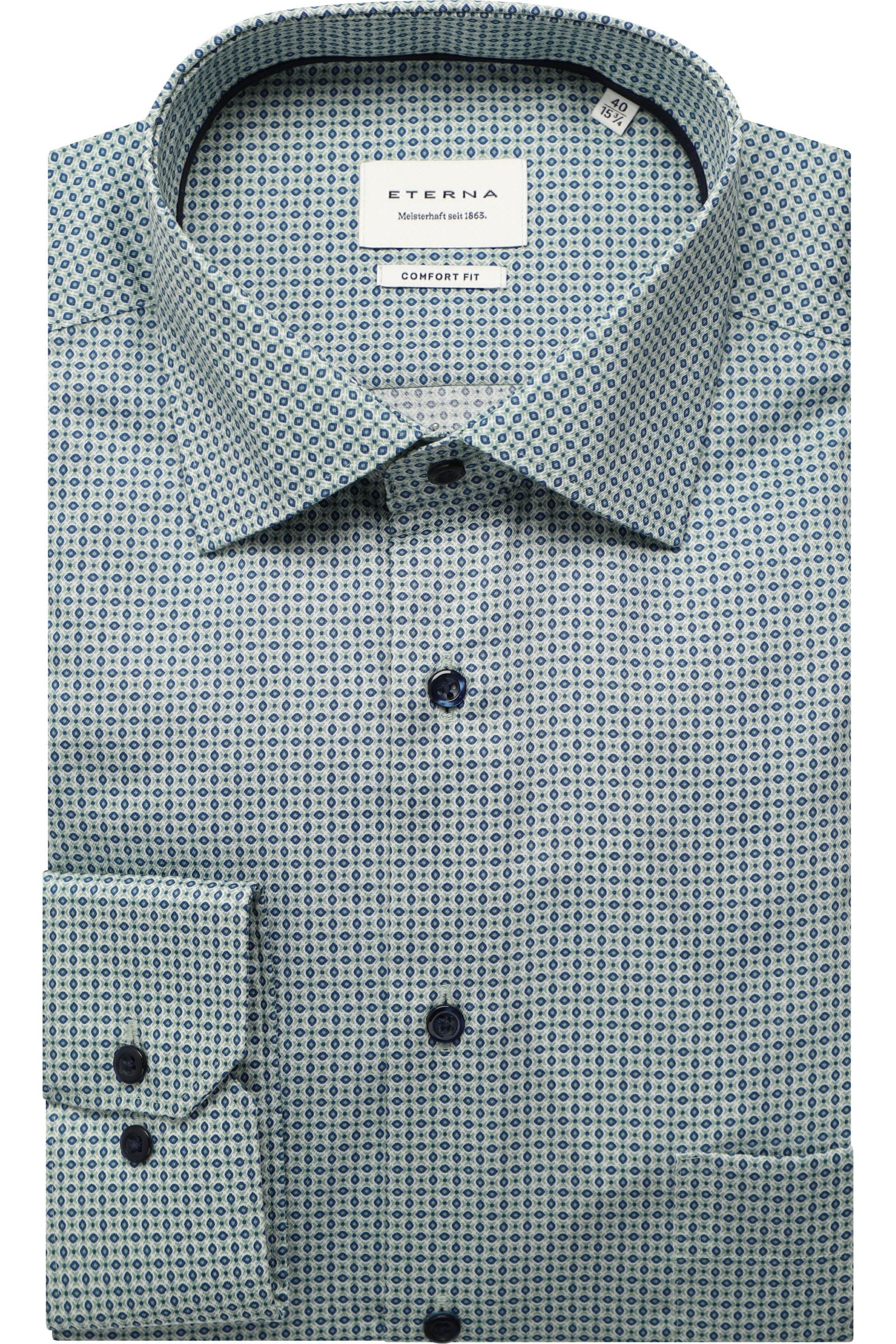 ETERNA Comfort Fit Overhemd lichtgroen, Motief | Overhemden.com