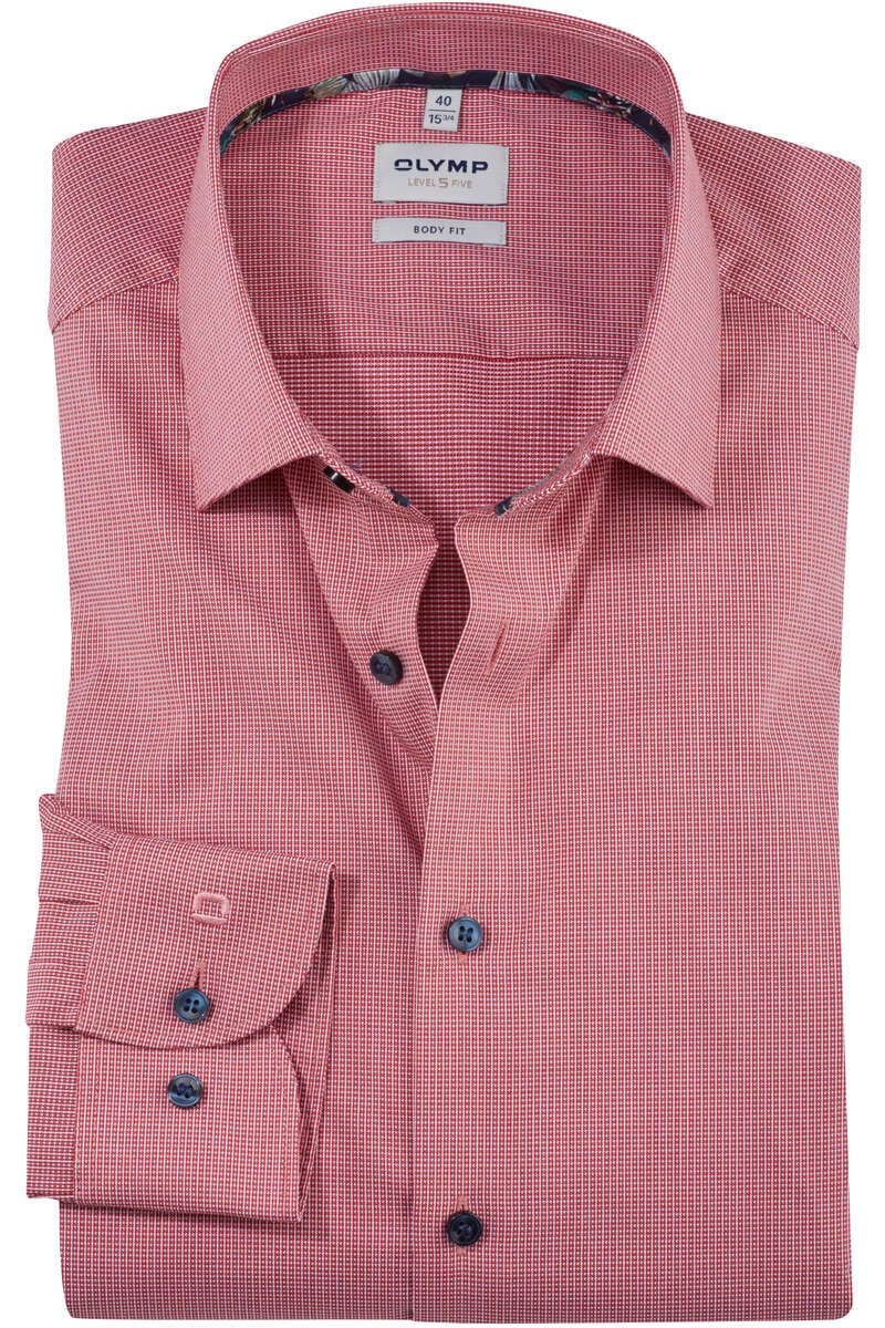 OLYMP Level Five Body Fit Hemd rot, Strukturiert | Businesshemden.com