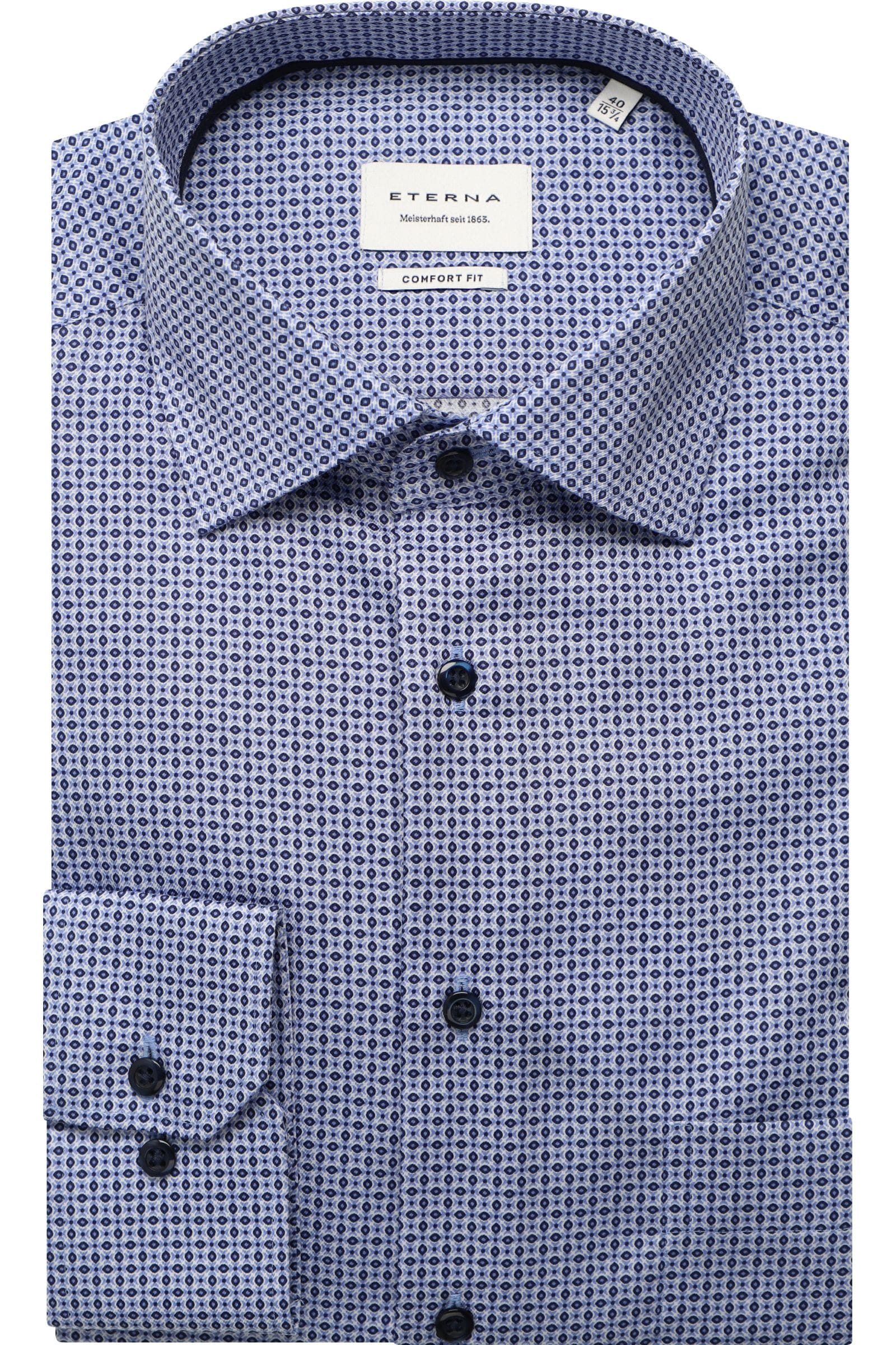 Eterna Comfort Fit shirt blue, Patterned | Hemden.de
