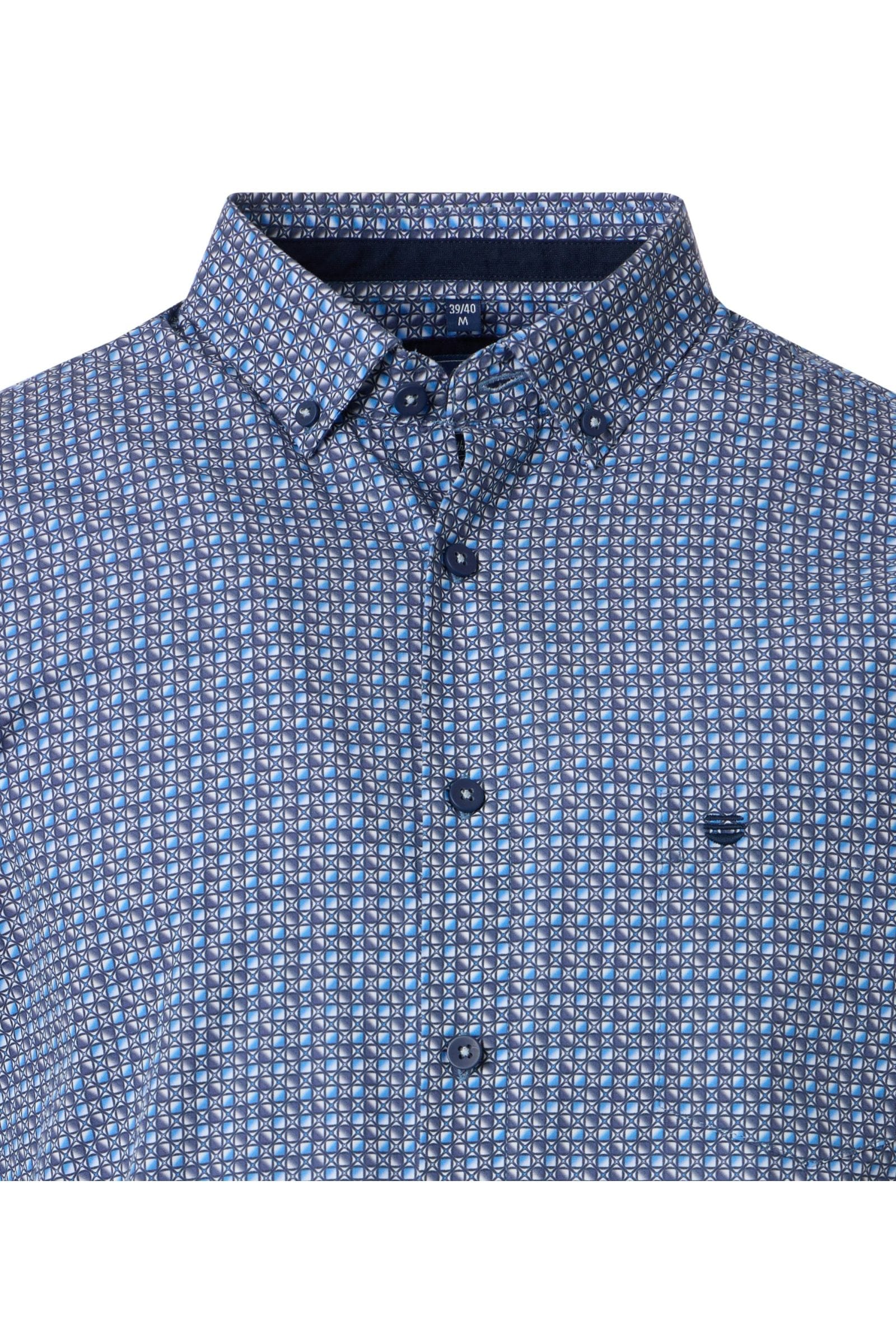 Redmond Casual Comfort Fit Overhemd blauw, Bedrukt | Overhemden.com
