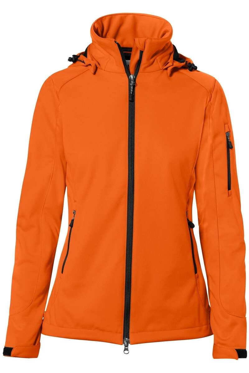 HAKRO 248 Regular Fit women softshell jacket hood (removable) orange ...