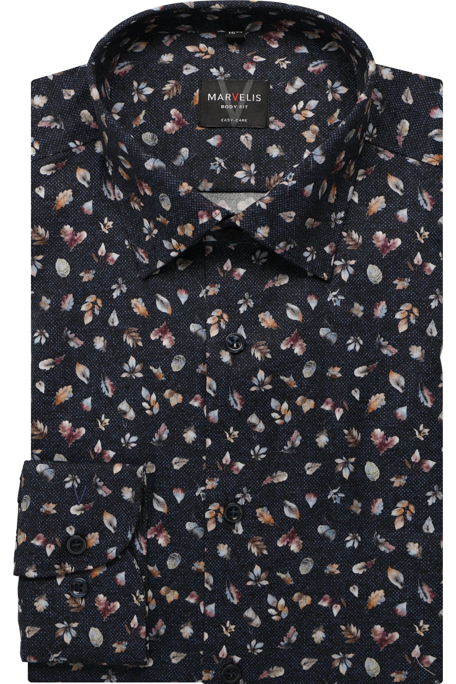 Marvelis Body Fit shirt marine, print | Hemden.de