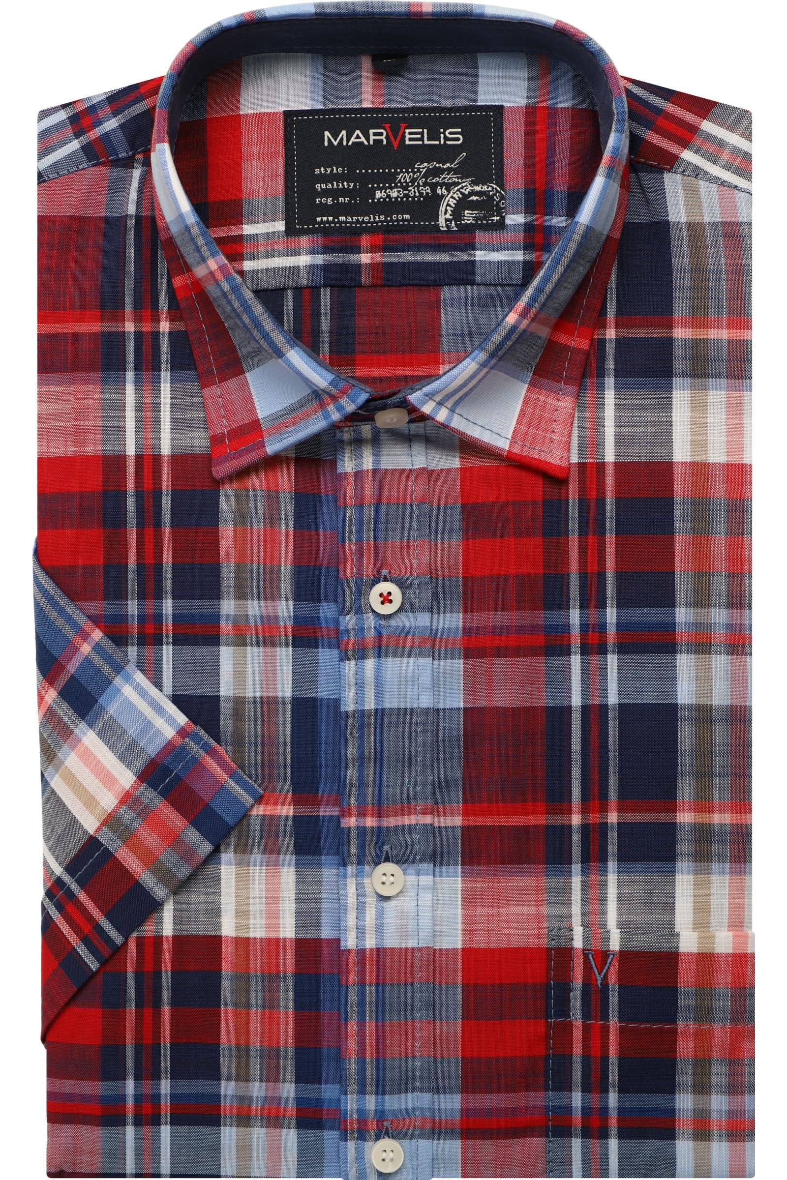 Marvelis Casual Regular Fit shirt red, Chequered | Hemden.de