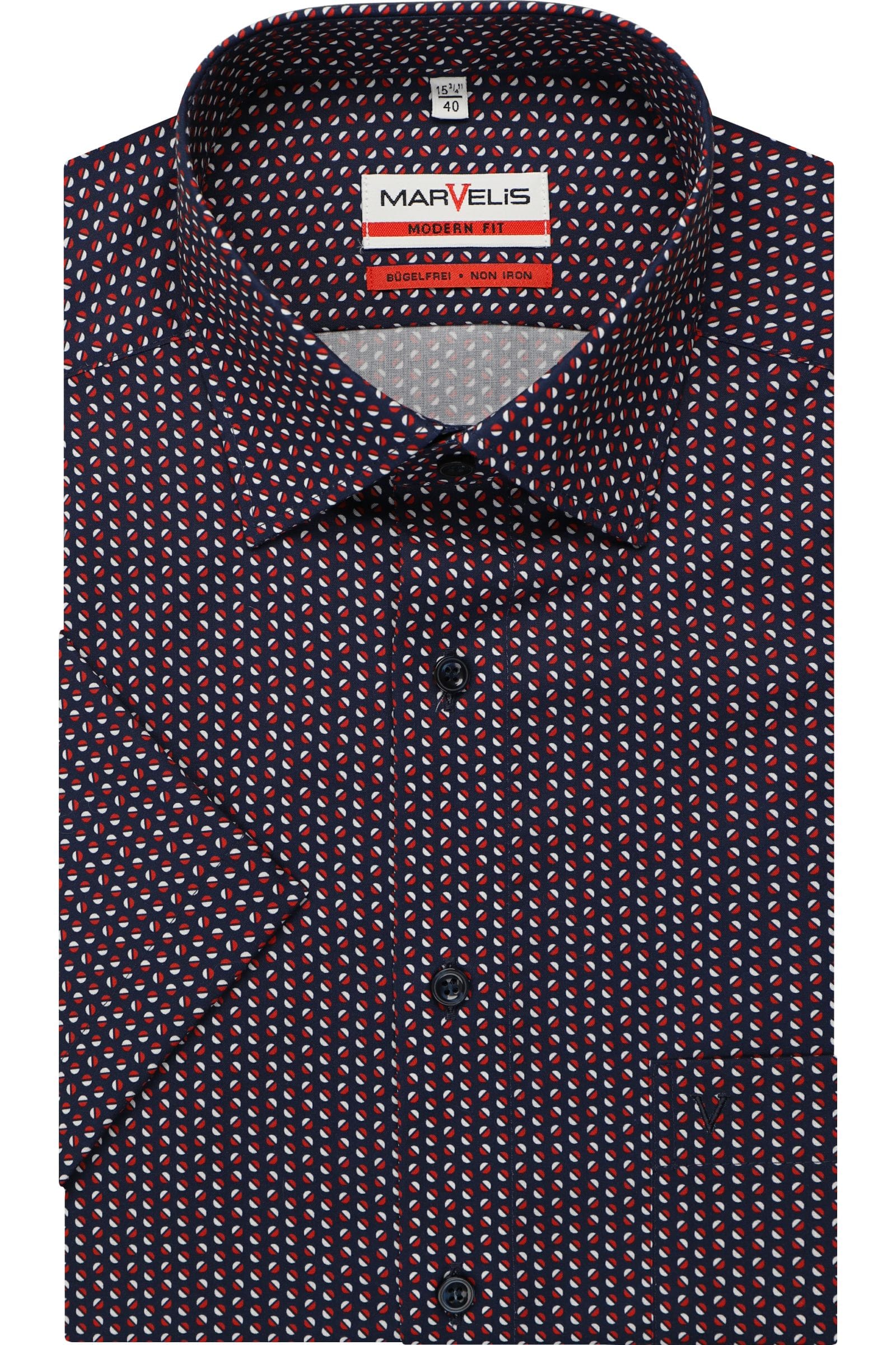 Marvelis Modern Fit shirt red, print | Hemden.de