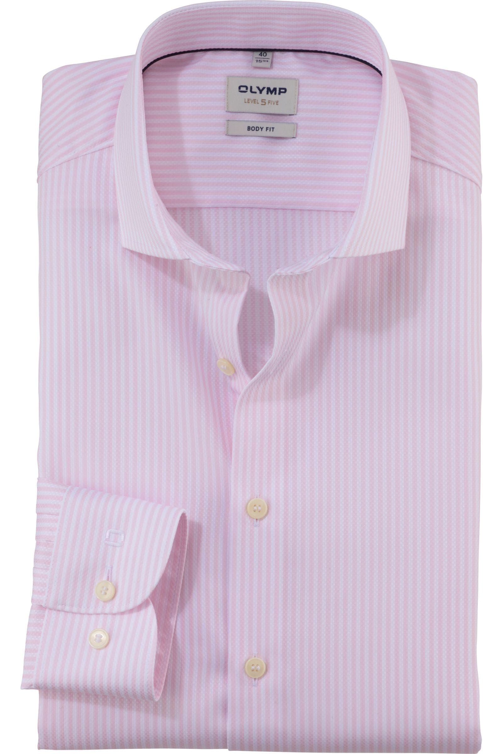 Olymp Level Five Body Fit shirt rose, Striped | Businesshemden.com