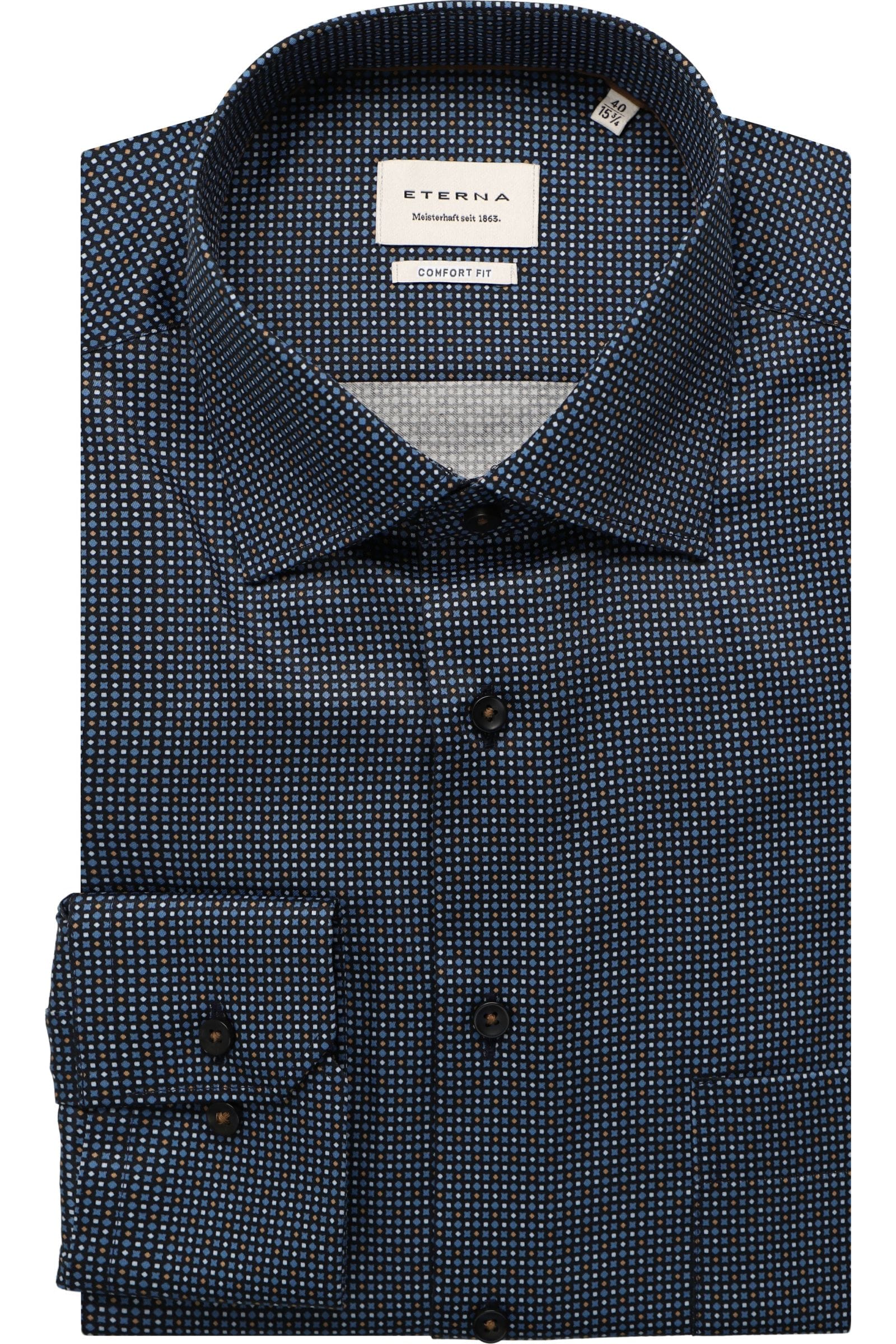 Eterna Comfort Fit shirt dark blue, Patterned | Hemden.de