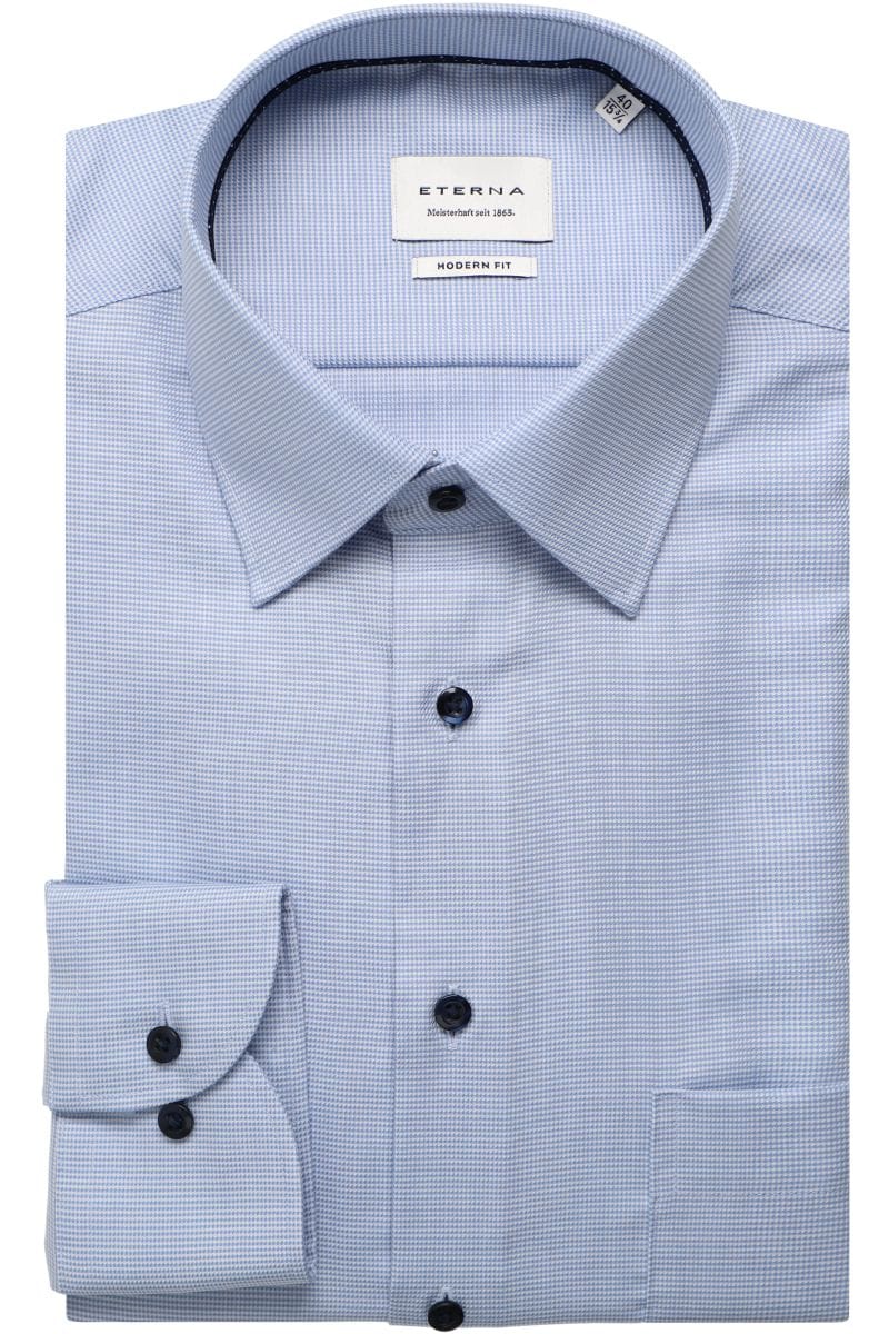 Eterna Modern Fit shirt blue, Textured | Hemden.de