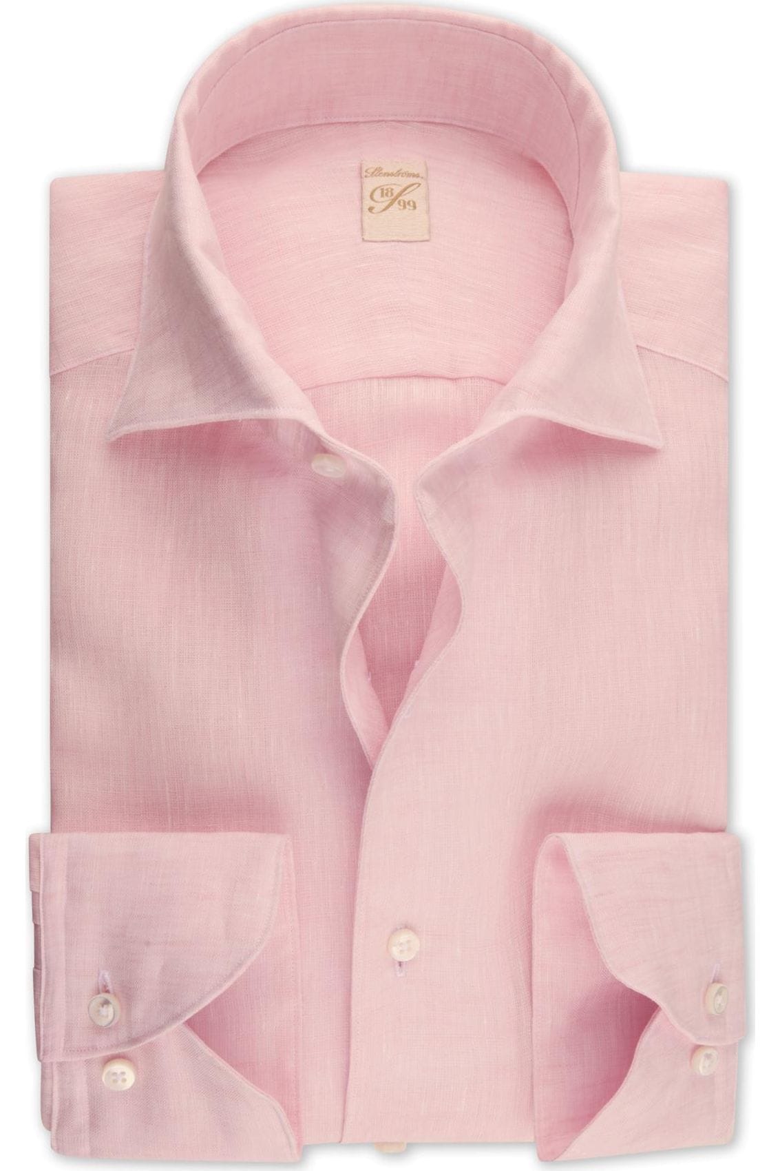 Stenströms 1899 Slimline Linnen Overhemd roze, Effen | Overhemden.com