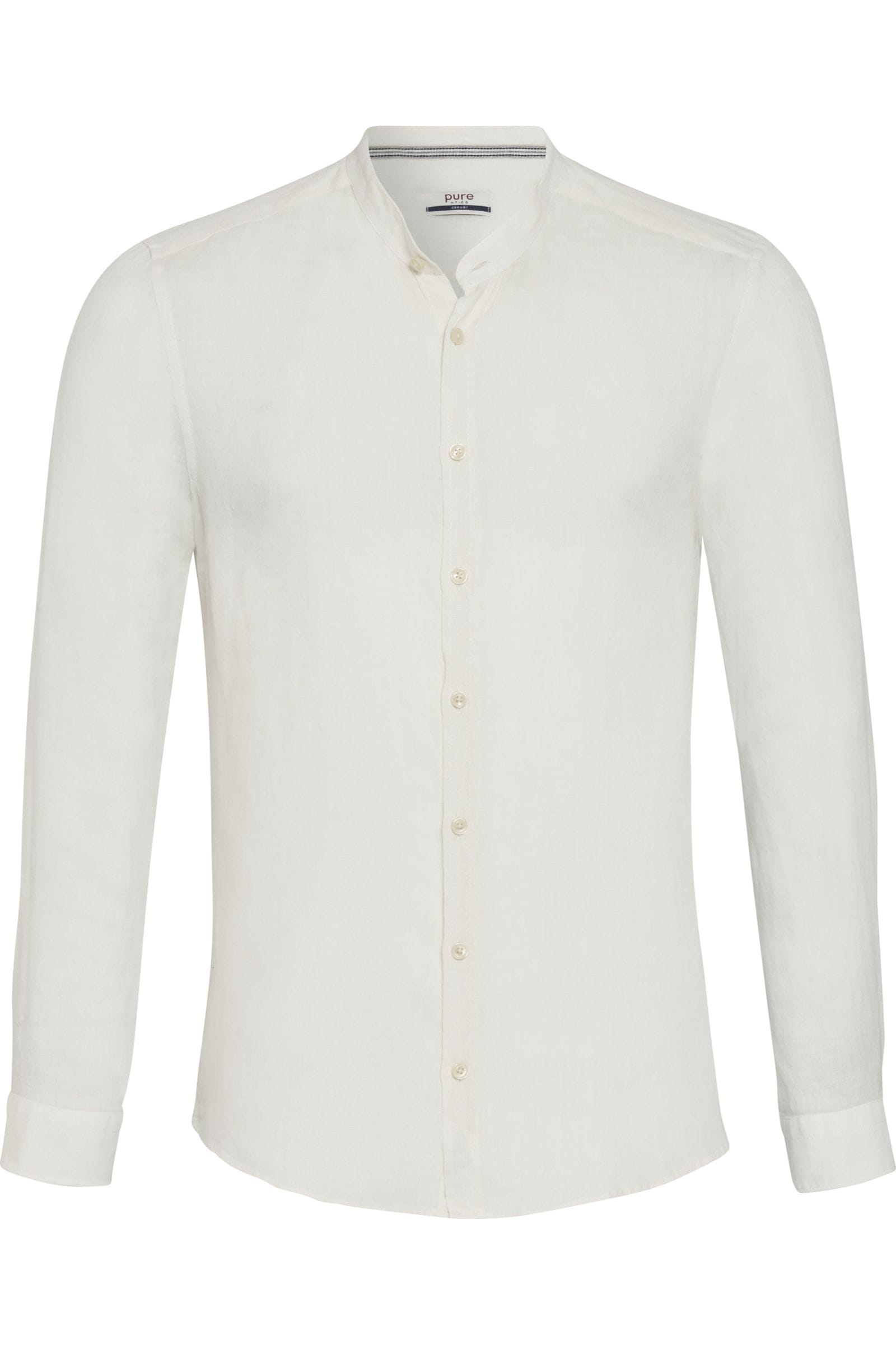 Pure Casual Fit Linnen Overhemd beige, Effen | Overhemden.com