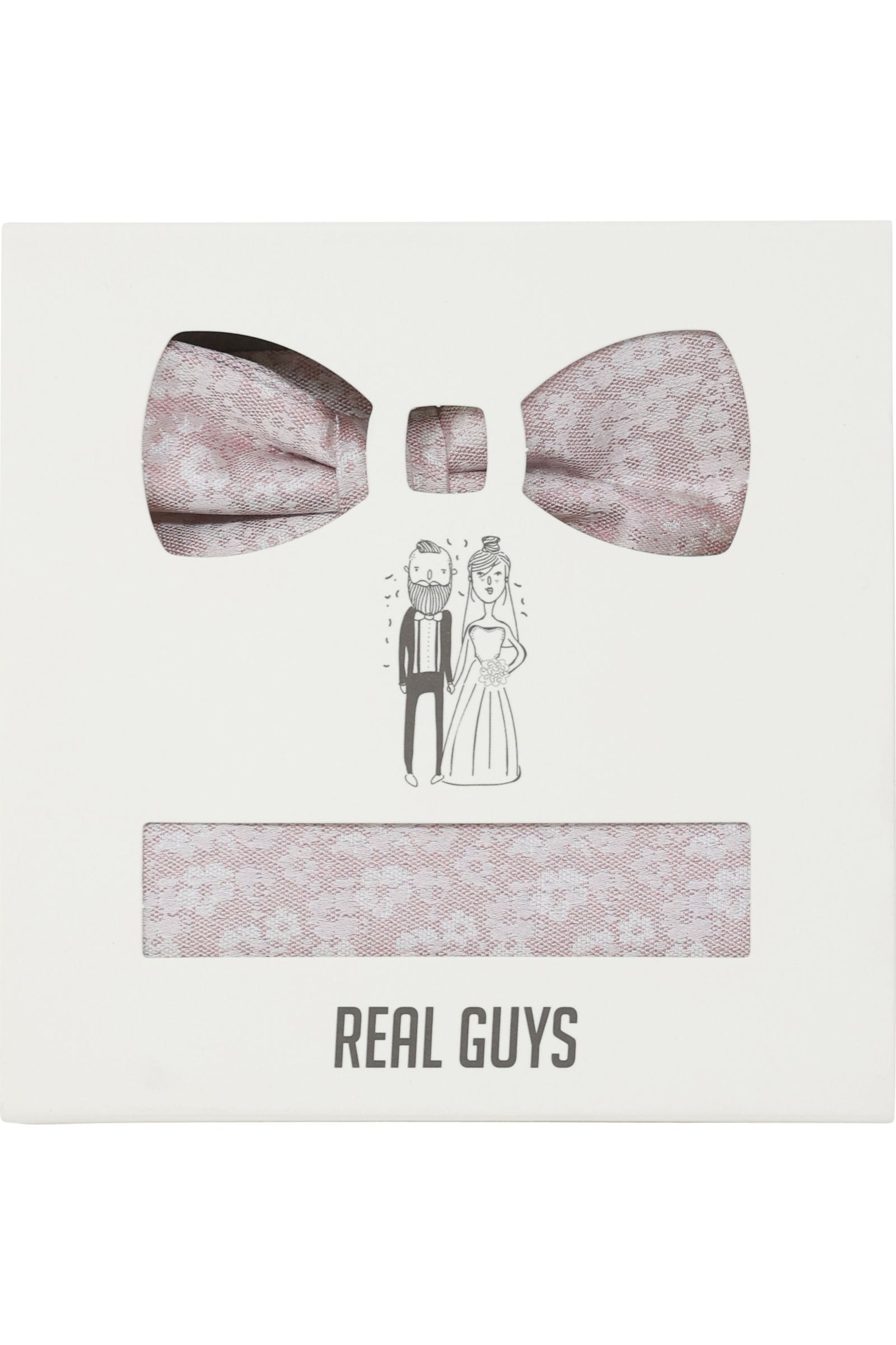 Real Guys Vlinderdas en zakdoek set 100% Zijde roos | Overhemden.com