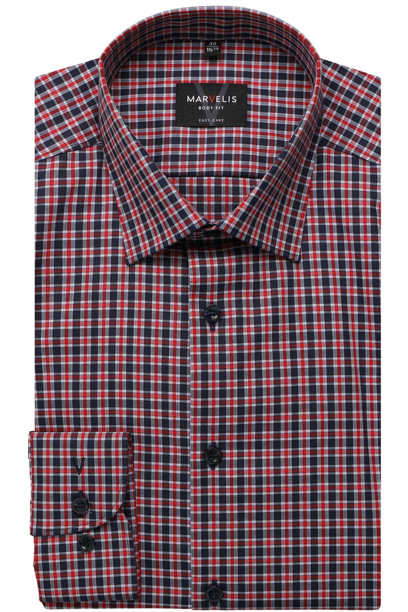 Marvelis Body Fit shirt red, Chequered | Hemden.de