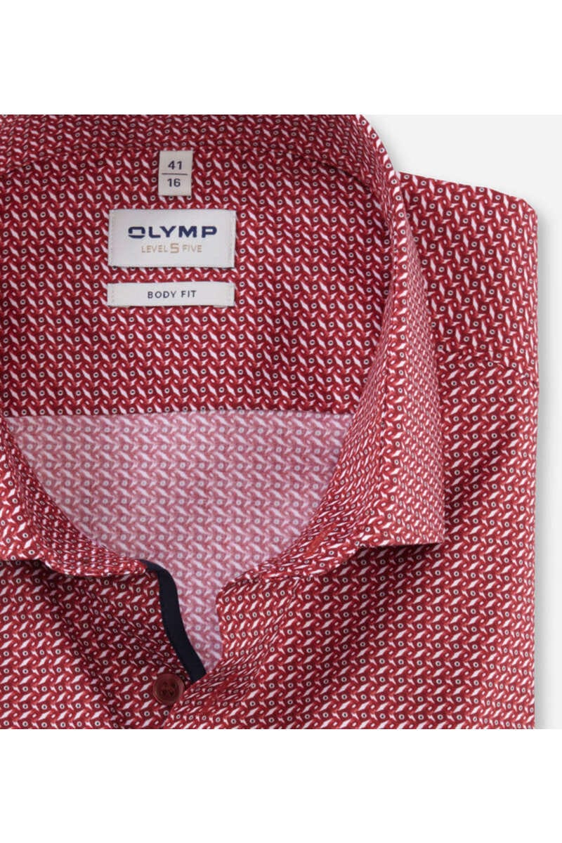 OLYMP Level Five Body Fit Overhemd rood/wit, Motief | Overhemden.com