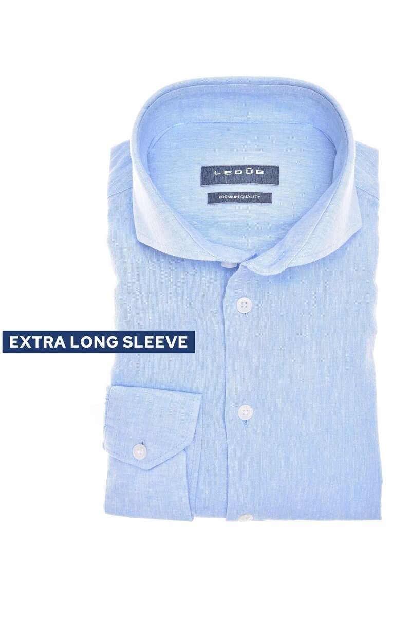 Ledȗb Modern Fit linen shirt bright blue, One Colour | Businesshemden.com
