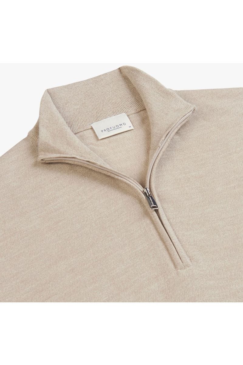 Profuomo Normal Fit Troyer Zip beige | Businesshemden.com