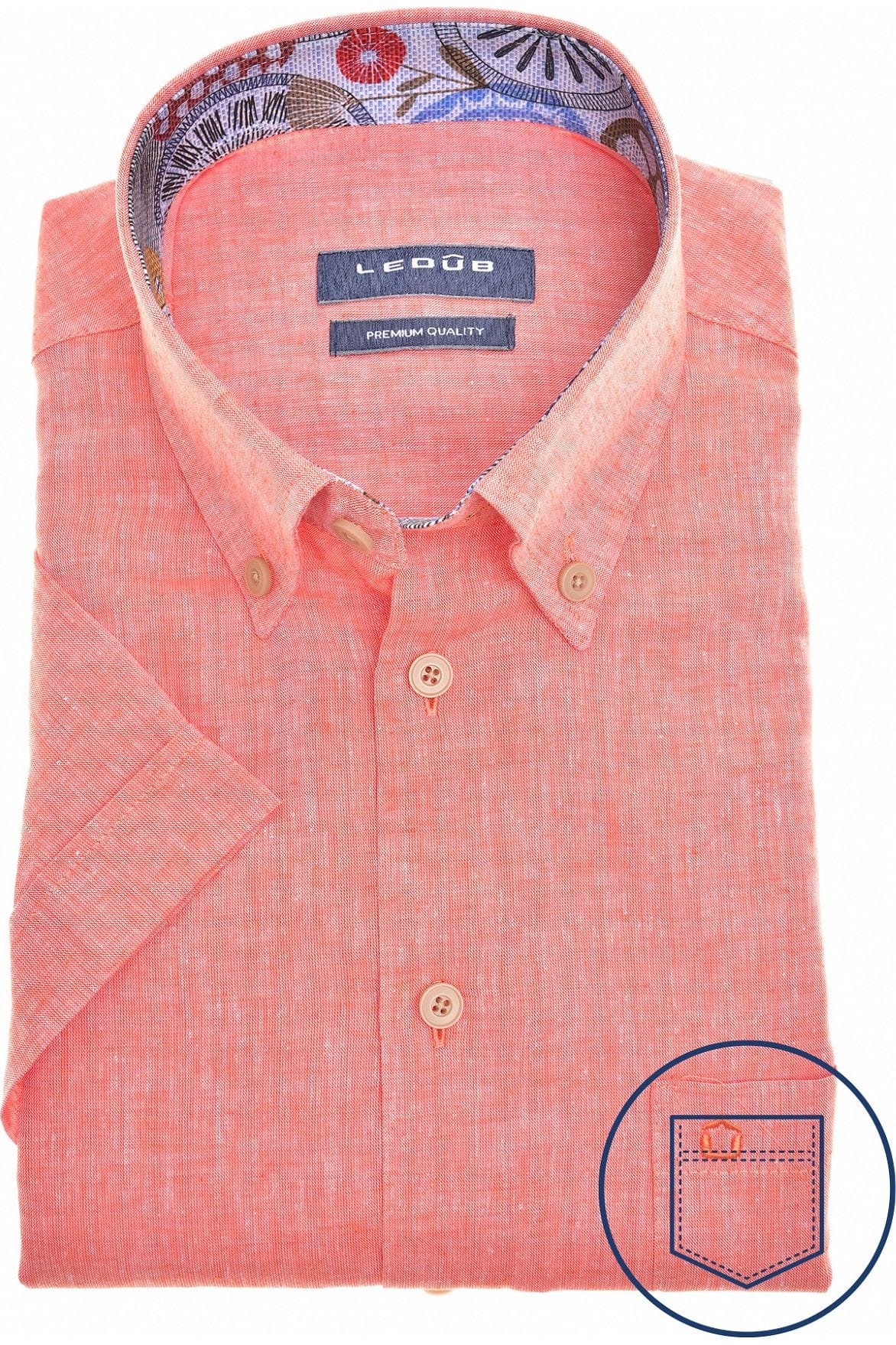 Ledȗb Modern Fit linen shirt light-red, One Colour | Businesshemden.com