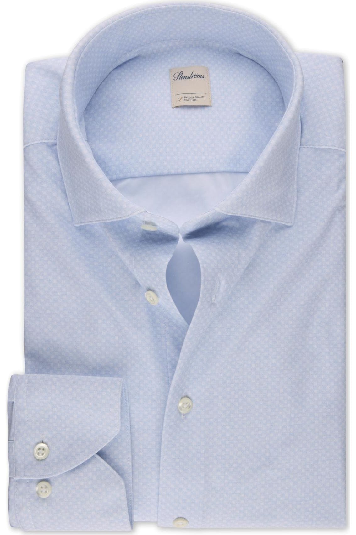Stenströms Casual Slimline Jersey shirt lichtblauw, Motief | Overhemden.com