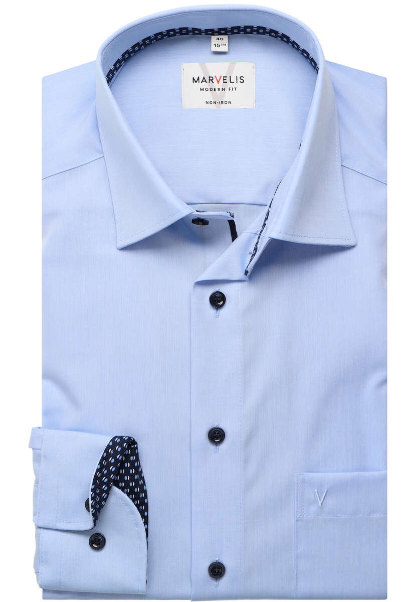 Marvelis Modern Fit shirt bleu, One Colour | Hemden.de