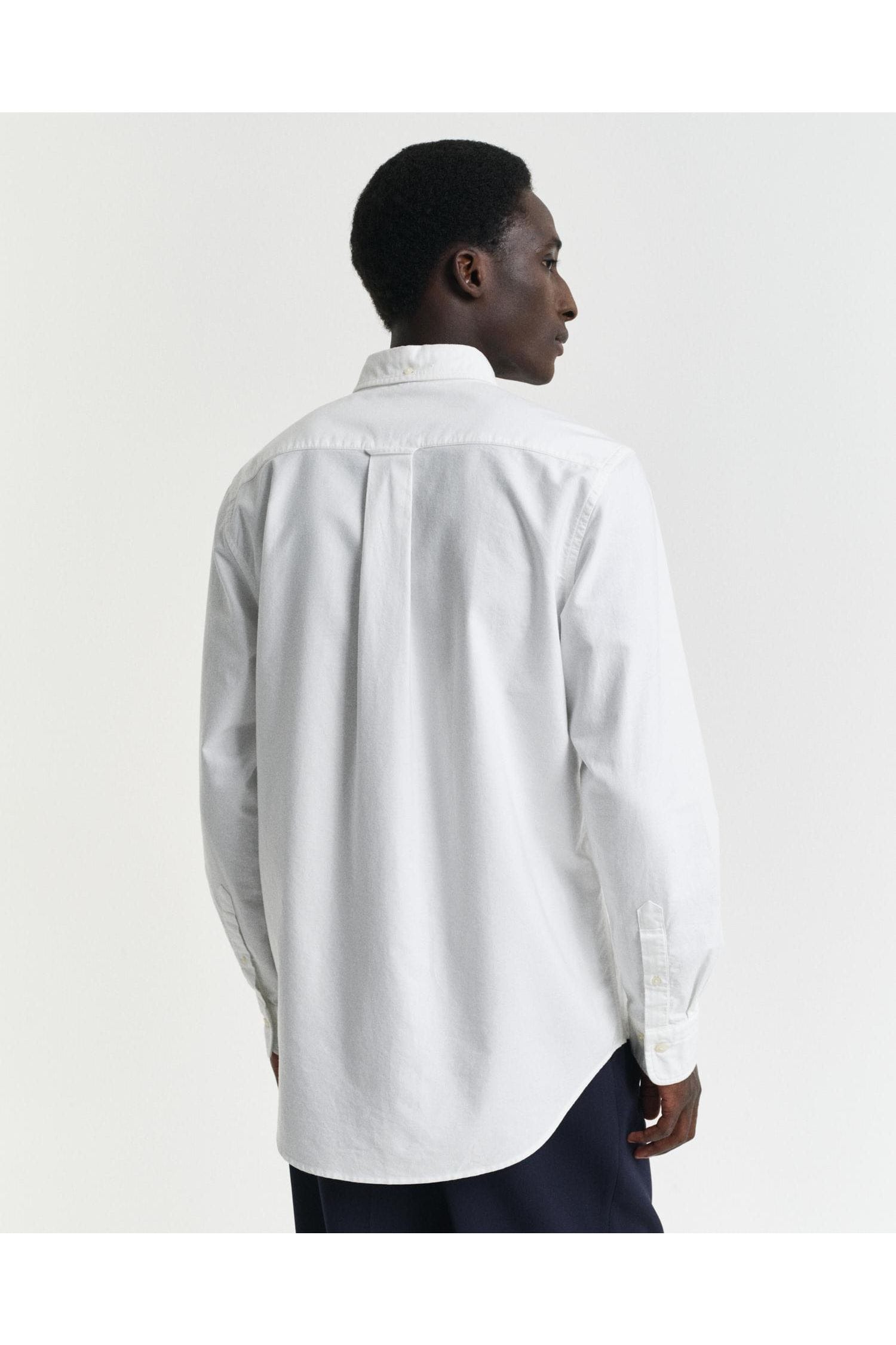 GANT Regular Fit Overhemd wit, Effen | Overhemden.com