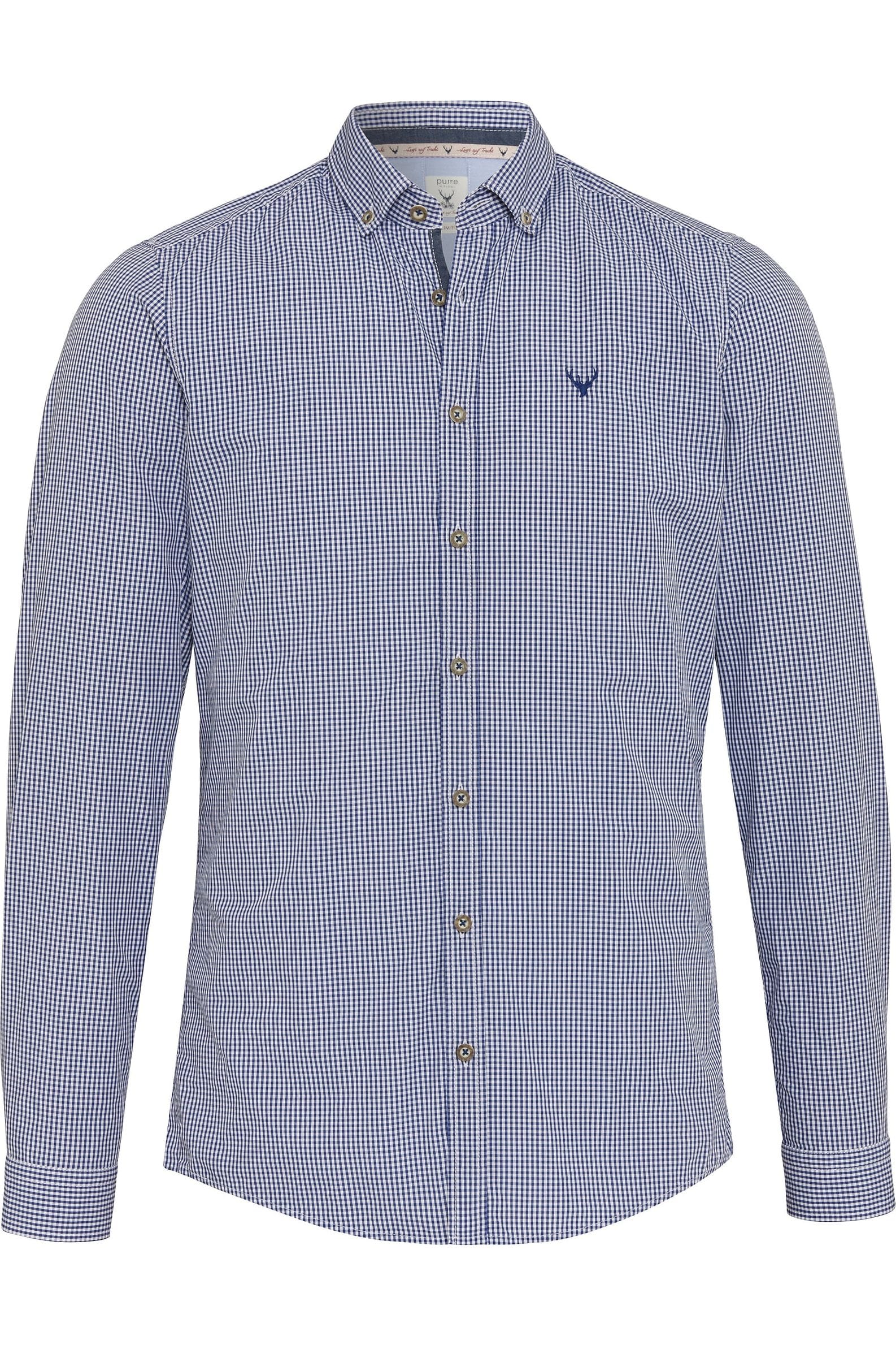 Pure Slim Fit traditional shirt dark blue/white, Chequered ...