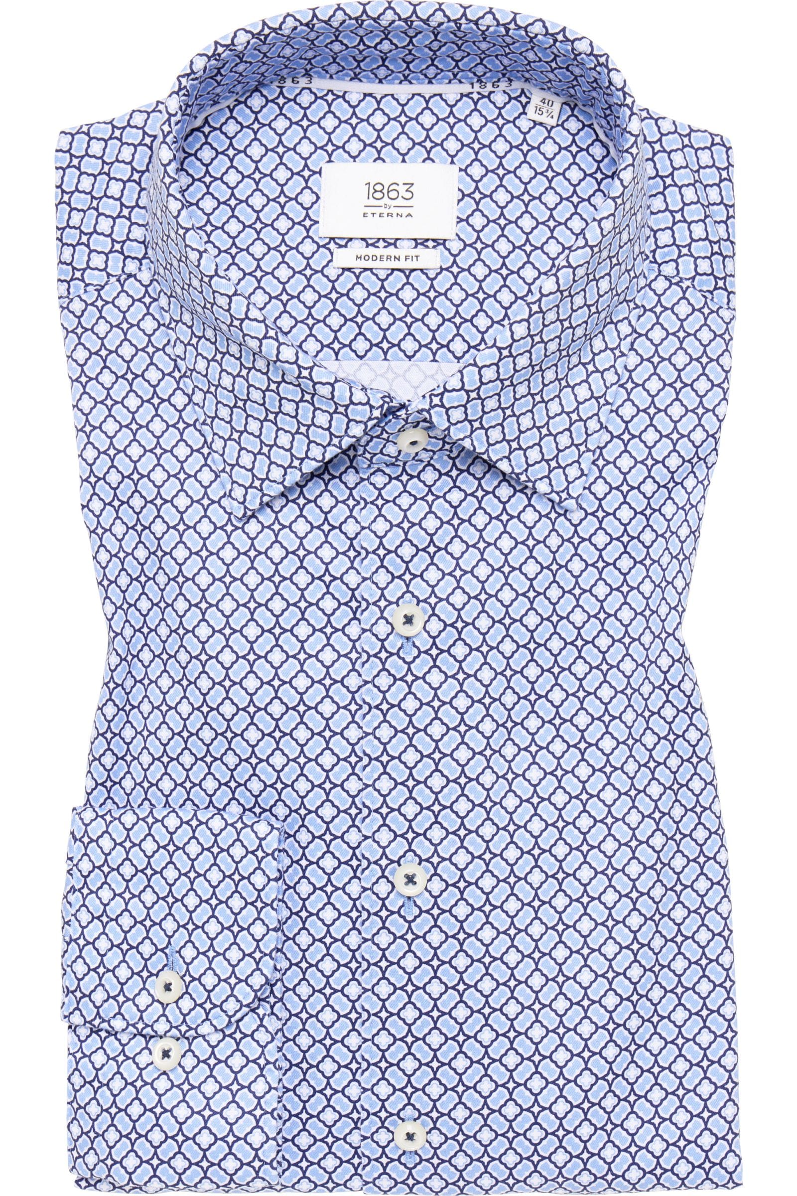 Eterna 1863 Modern Fit shirt blue, print | Hemden.de