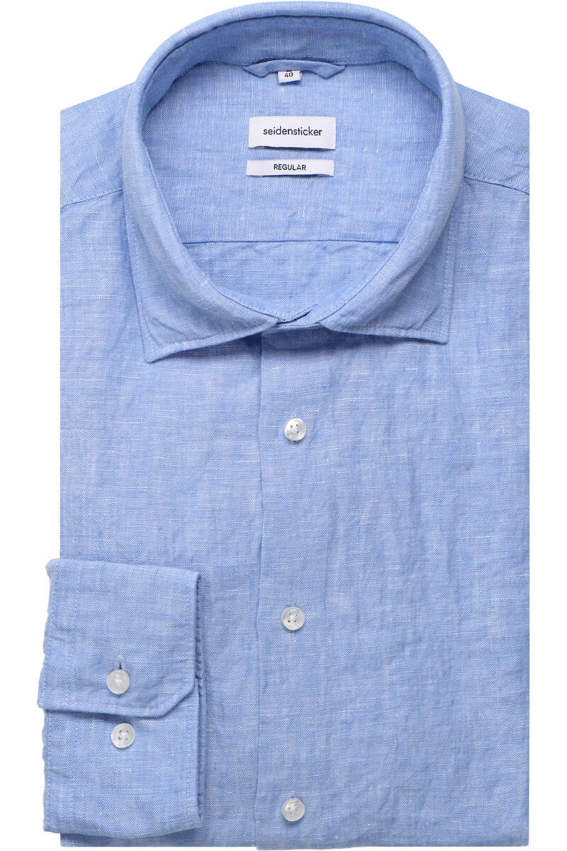 Seidensticker Regular Fit Linnen Overhemd lichtblauw, Effen ...
