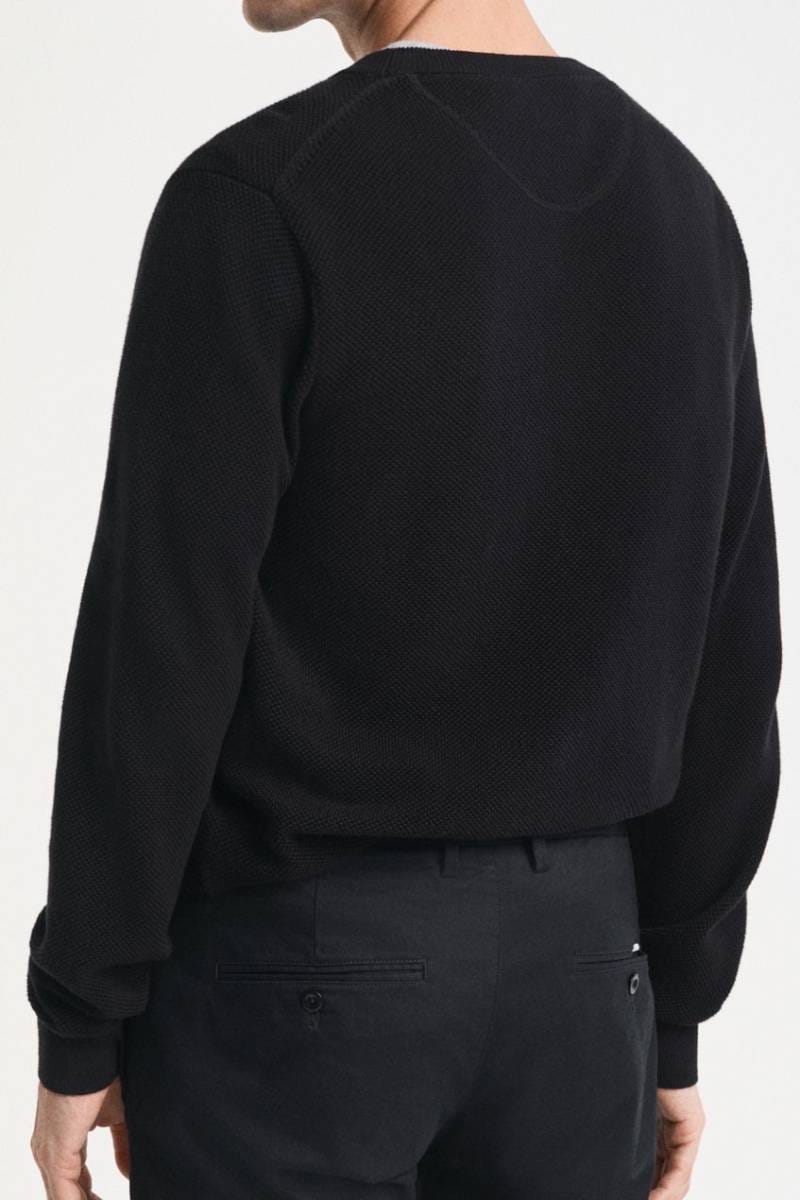 GANT Regular Fit Pull-over Col rond noir, Rayé | Overhemden.com FR-BE