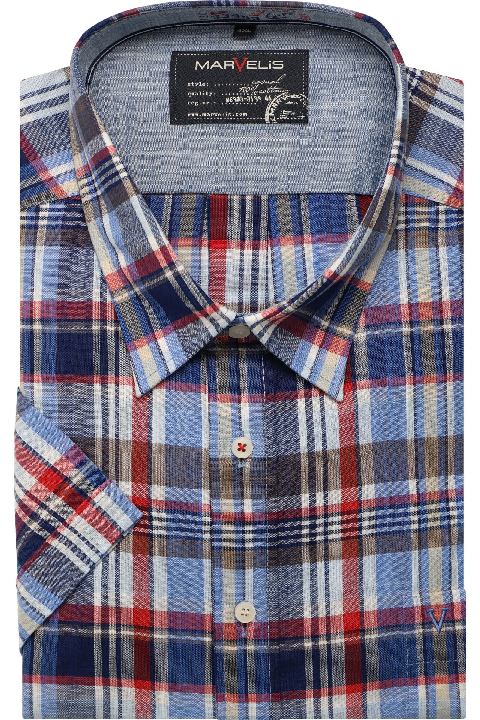 Marvelis Casual Regular Fit shirt red, Chequered | Businesshemden.com