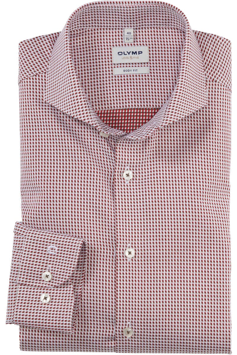 OLYMP Level Five Body Fit Hemd rot, Gemustert | Hemden.de