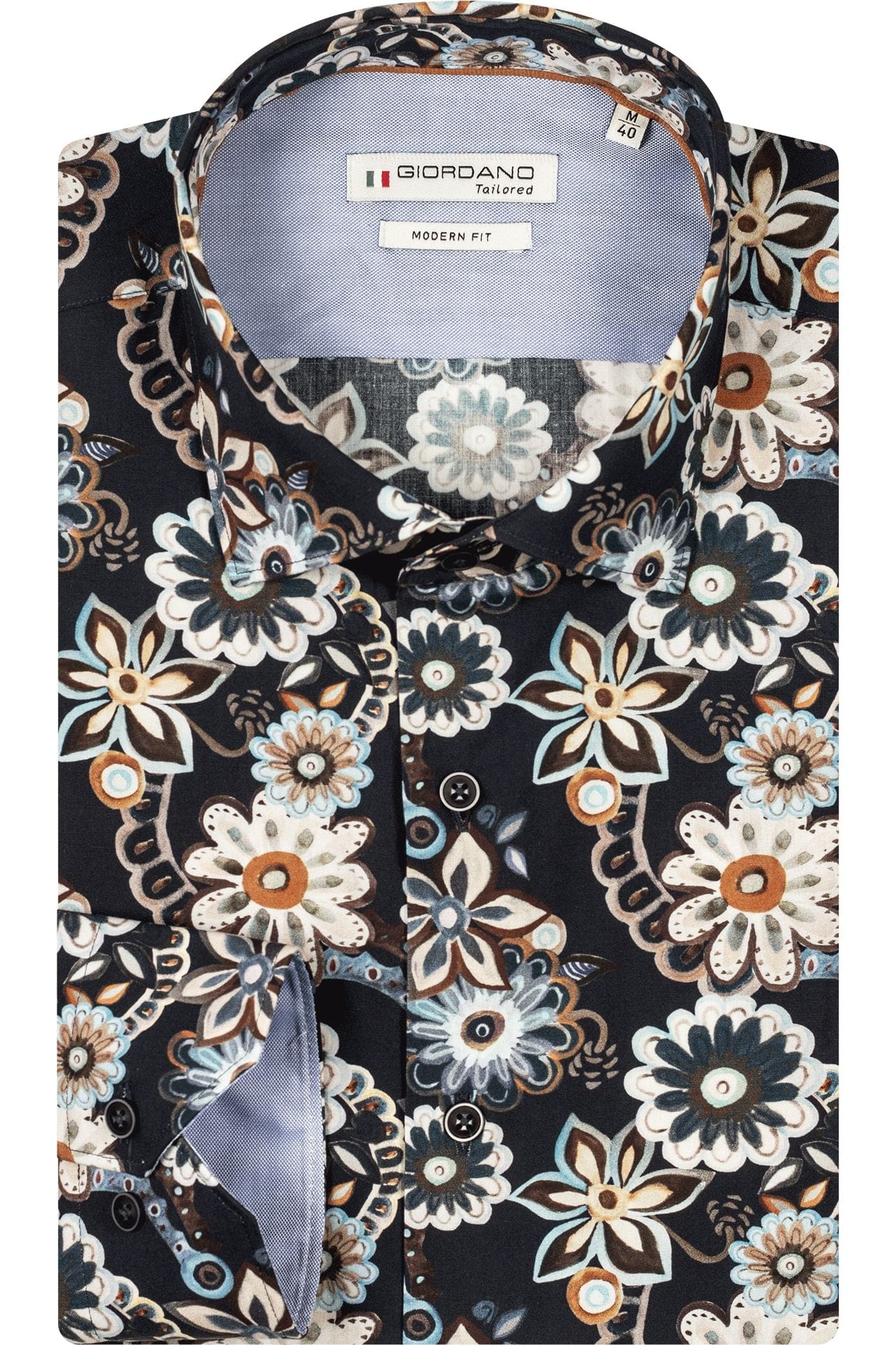 Giordano Maggiore Regular Fit Overhemd blauw, Motief | Overhemden.com